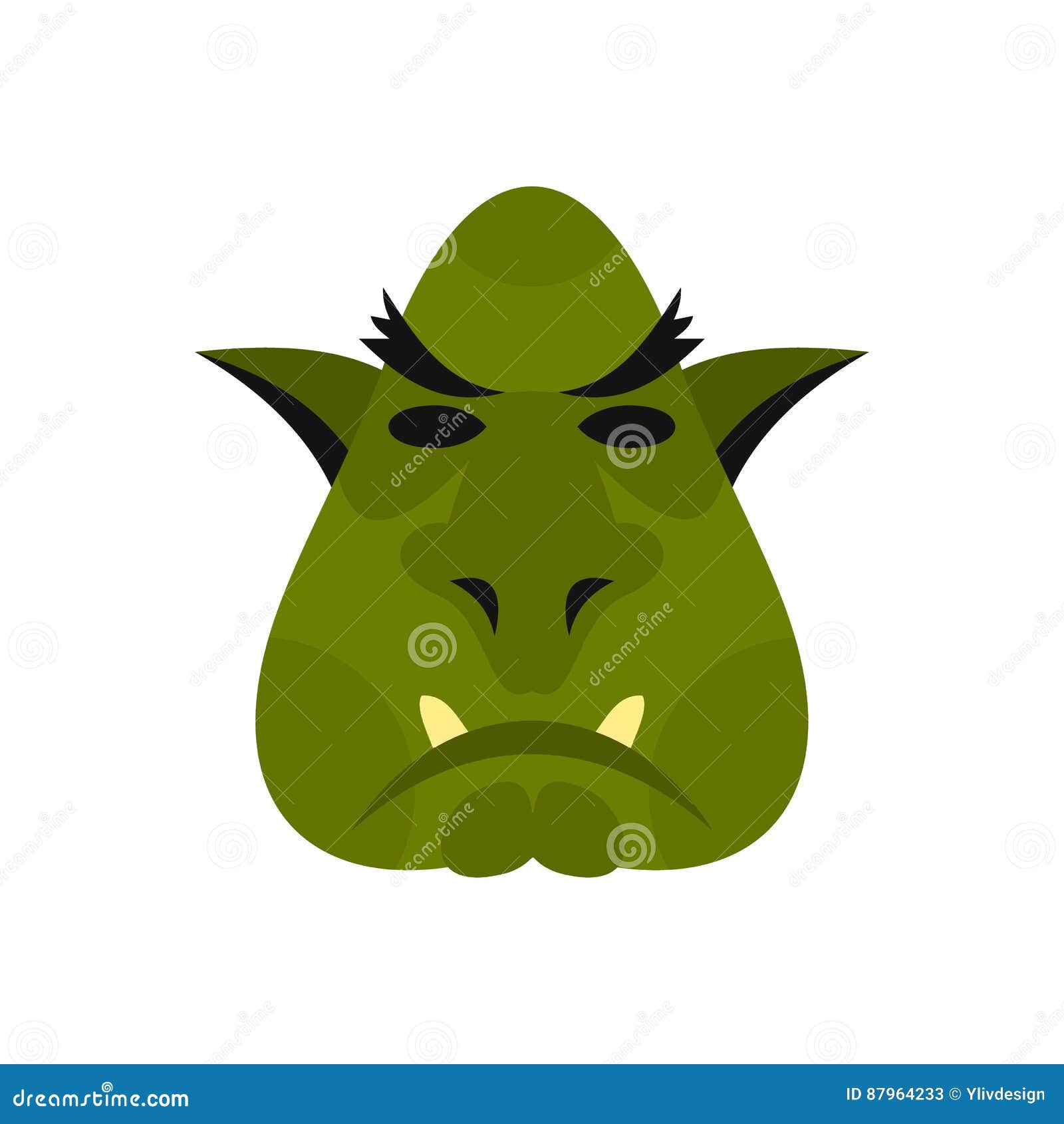 Head of Troll Icon, Flat Style Stock Vector - Illustration of forest ...