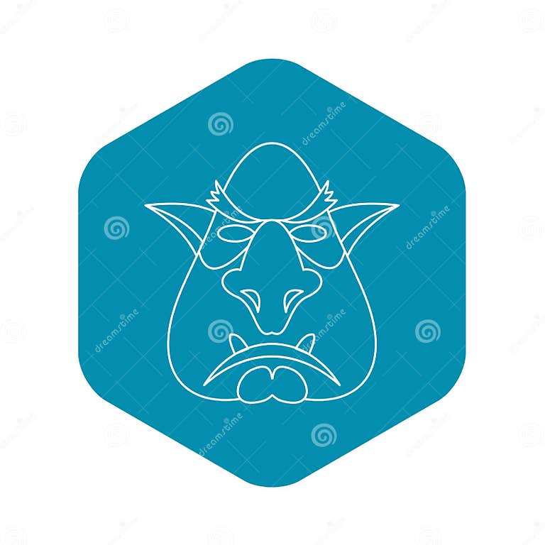 Head of Troll Icon, Outline Style Stock Vector - Illustration of creepy ...