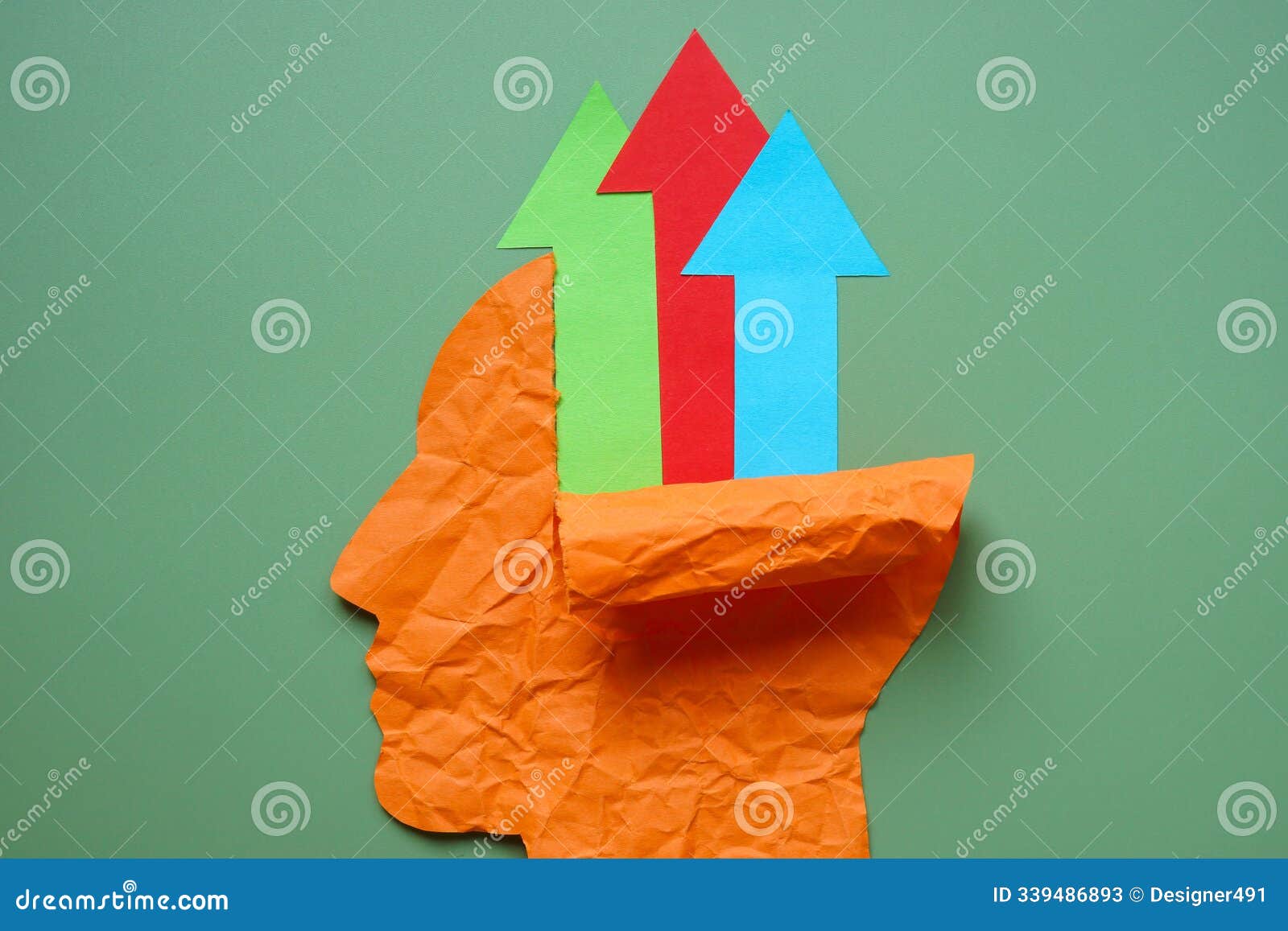 Head with Upward Arrows. Personal Growth and Positive Mindset Stock ...