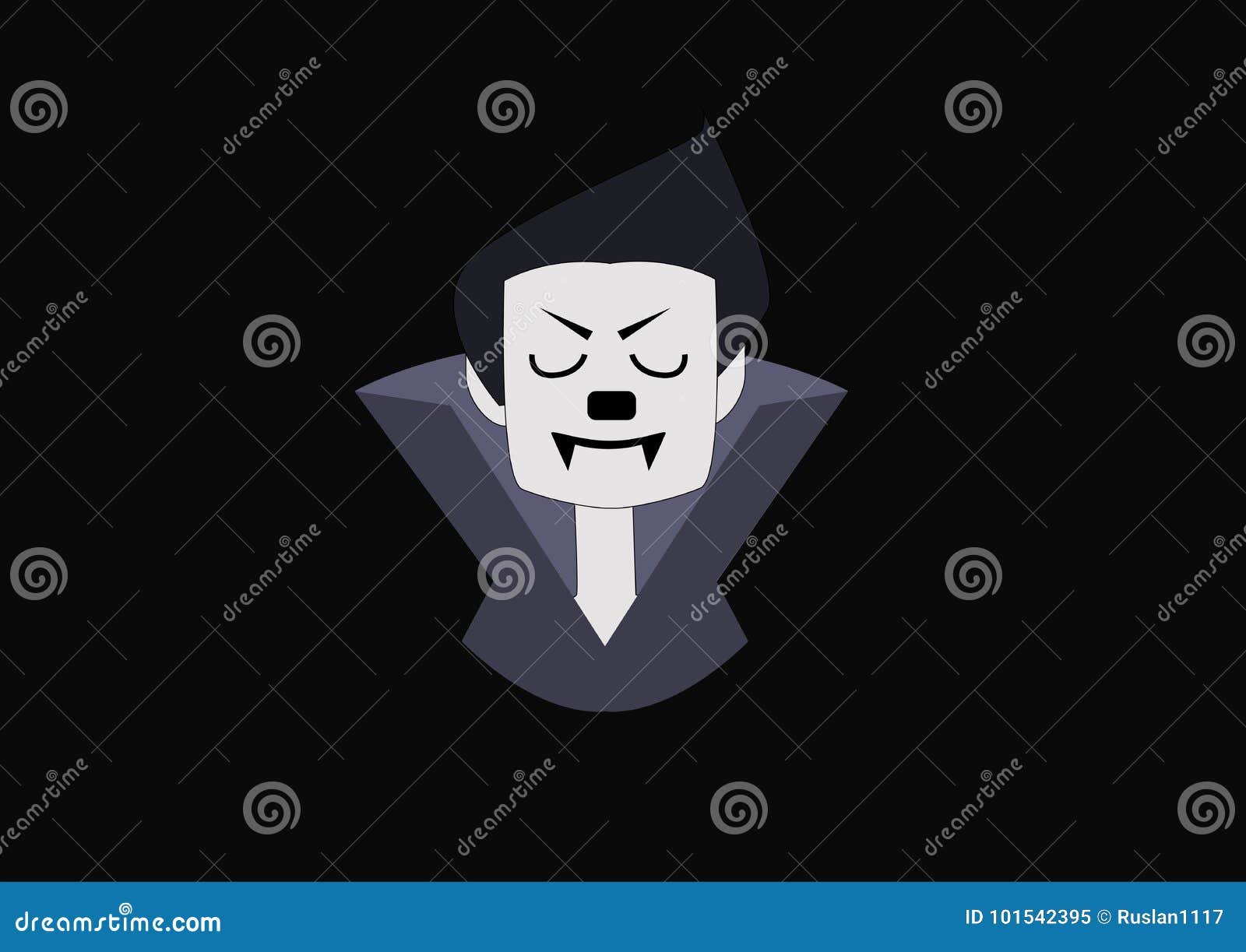 Head Of Vampire Bat Or White-Winged Vampire Bat Front View Black And ...