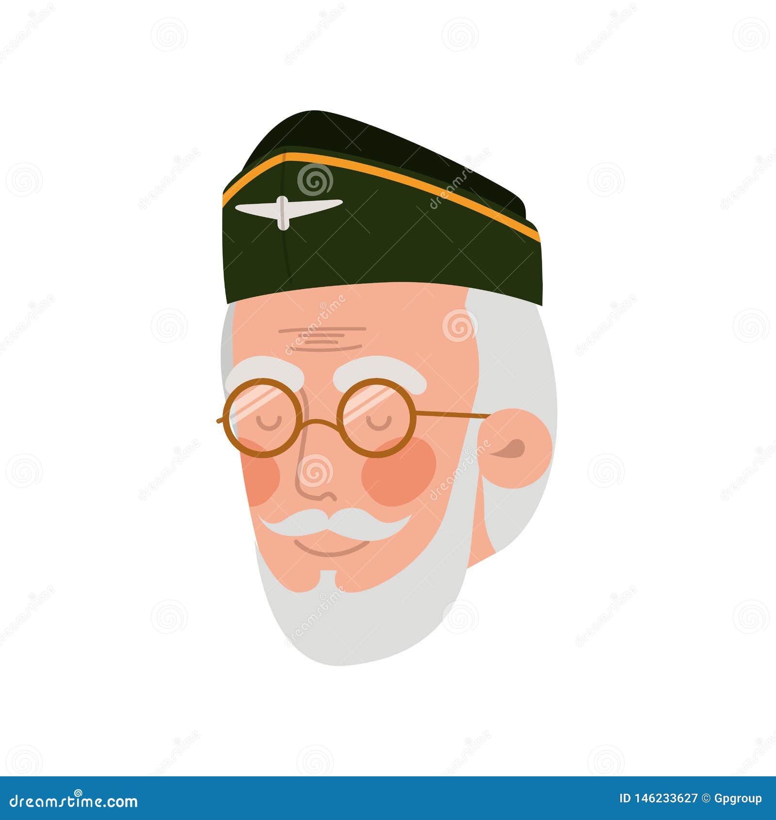 Head of Veteran Pilot Avatar Character Stock Vector - Illustration of ...