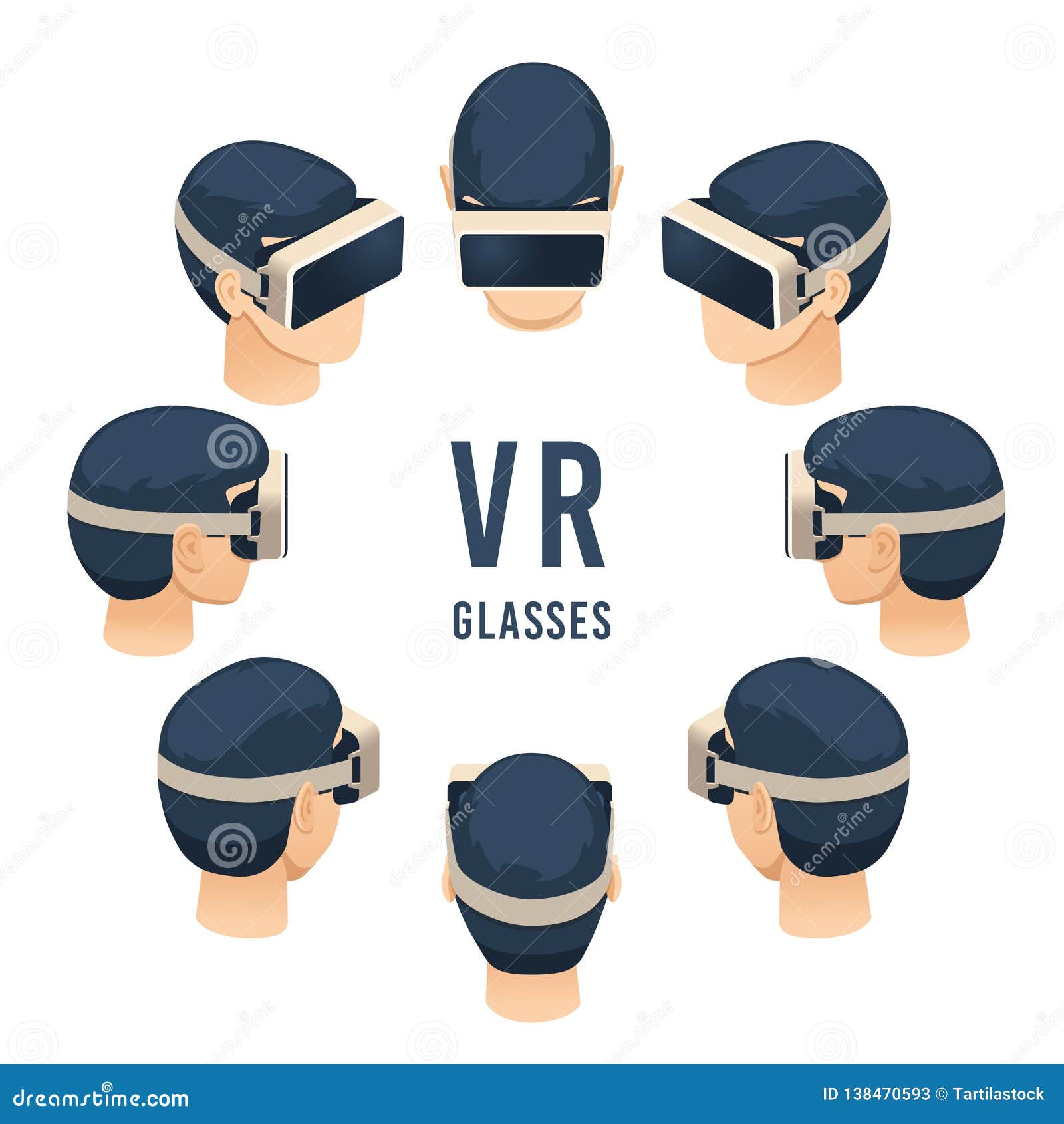 Head in Vr Glasses. Isometric Virtual Reality Headset Game or Education ...