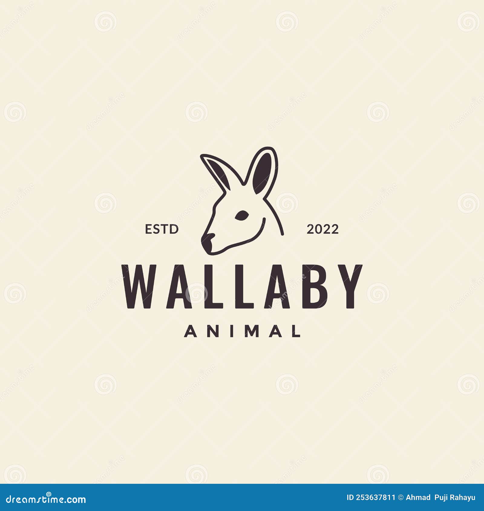Head Wallaby Vintage Logo Design Stock Vector - Illustration of park ...