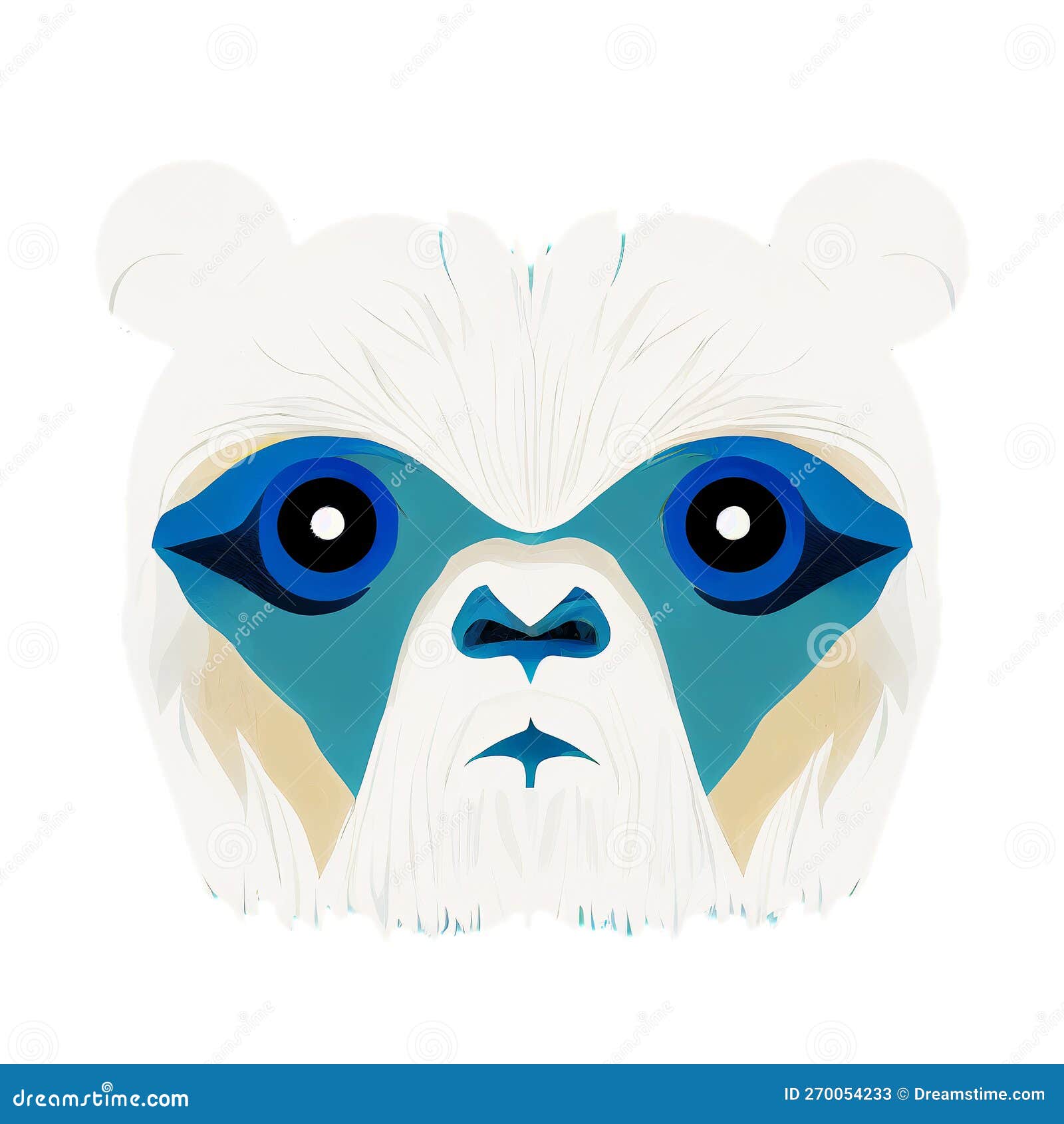 The Head of a White Furry Yeti. Flat Illustration Close Up. AI ...