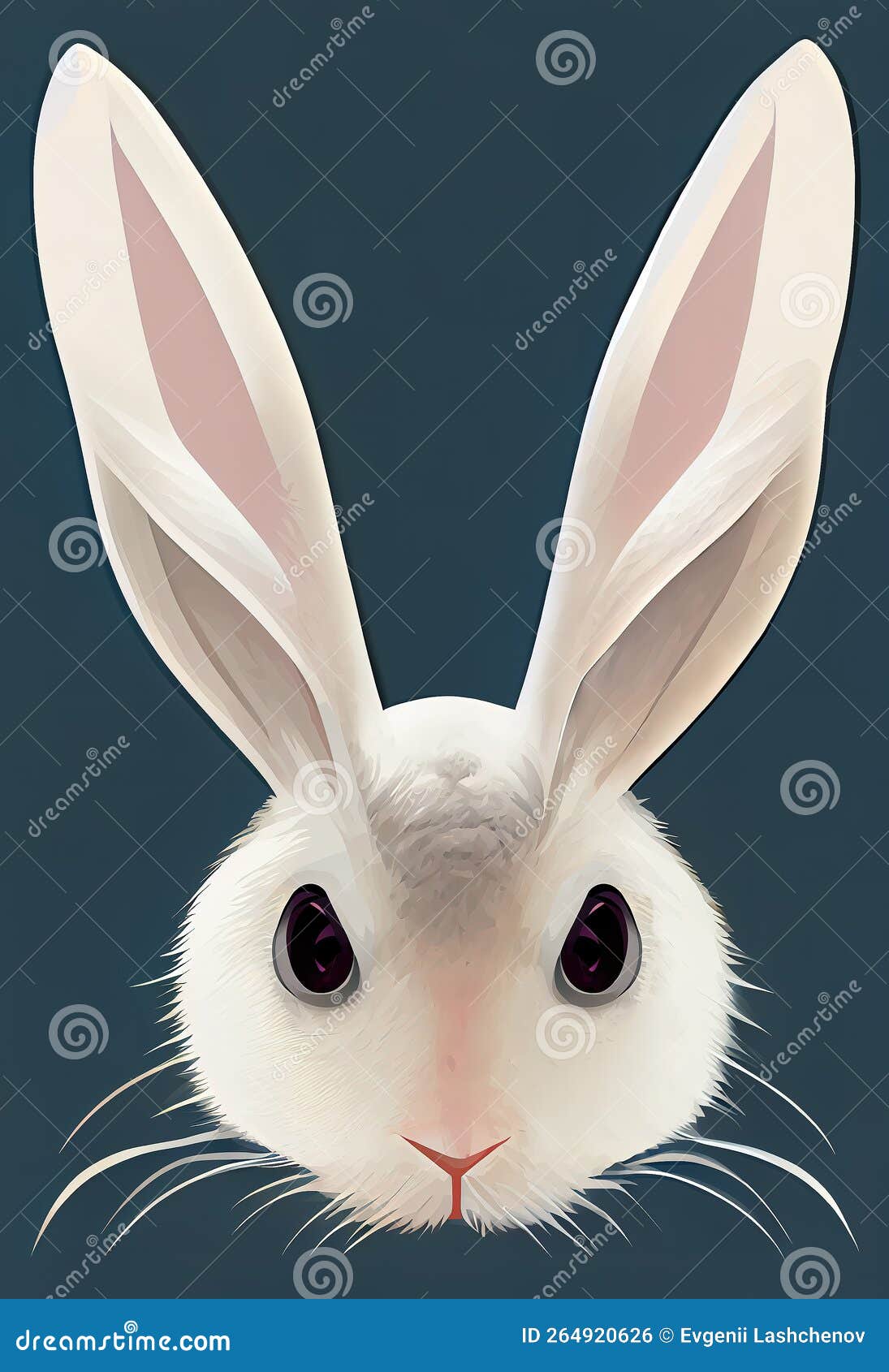 The Head of a White Long-eared Hare. Portrait of a White Rabbit on a ...