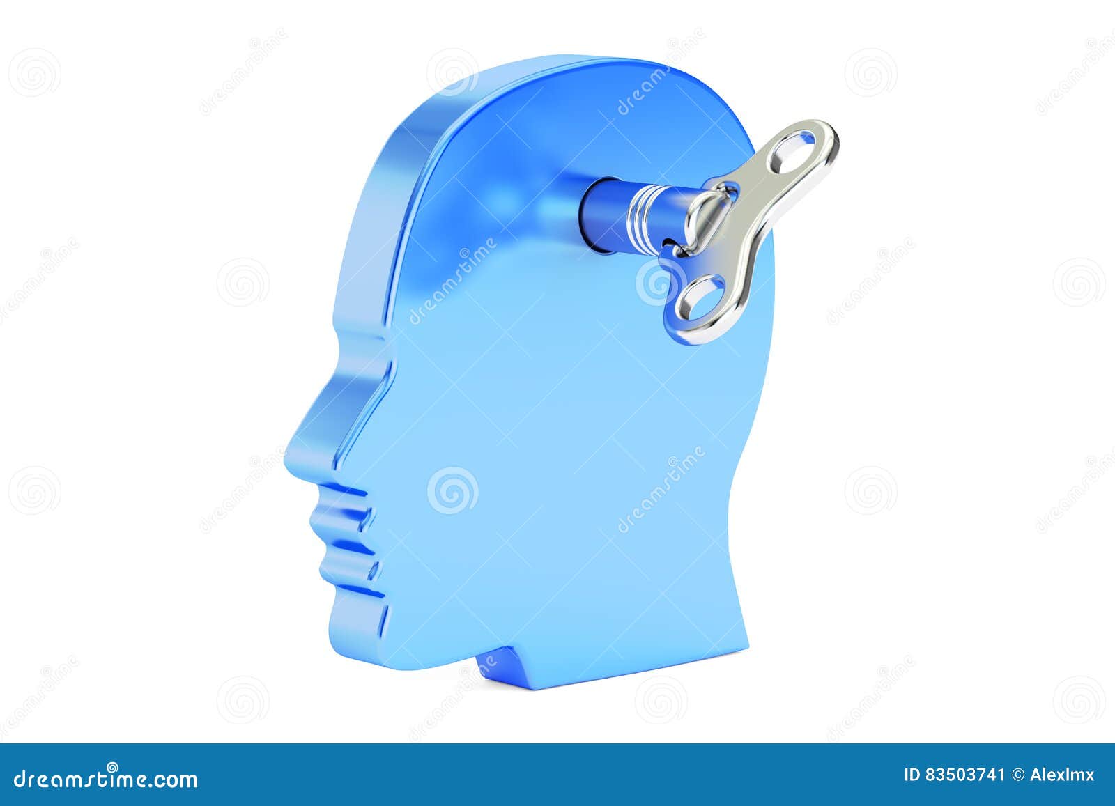 Head with Wind-up Key, 3D Rendering Stock Illustration - Illustration ...
