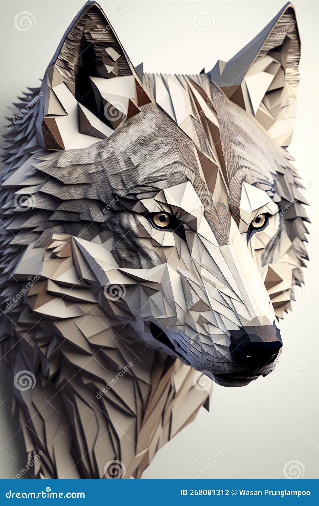 The Head Of A Wolf Made Of Paper Cut Style. Ai Generated Royalty-Free ...