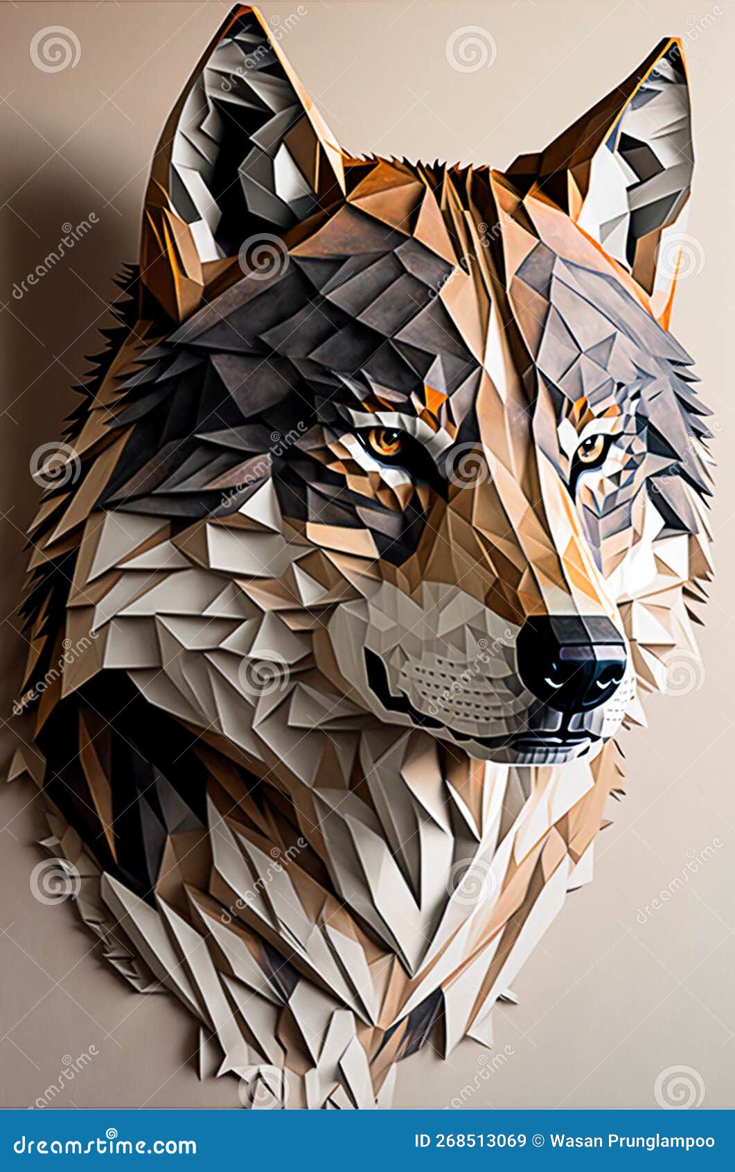 The Head of a Wolf Made of Paper Cut Style. Ai Generated Stock ...