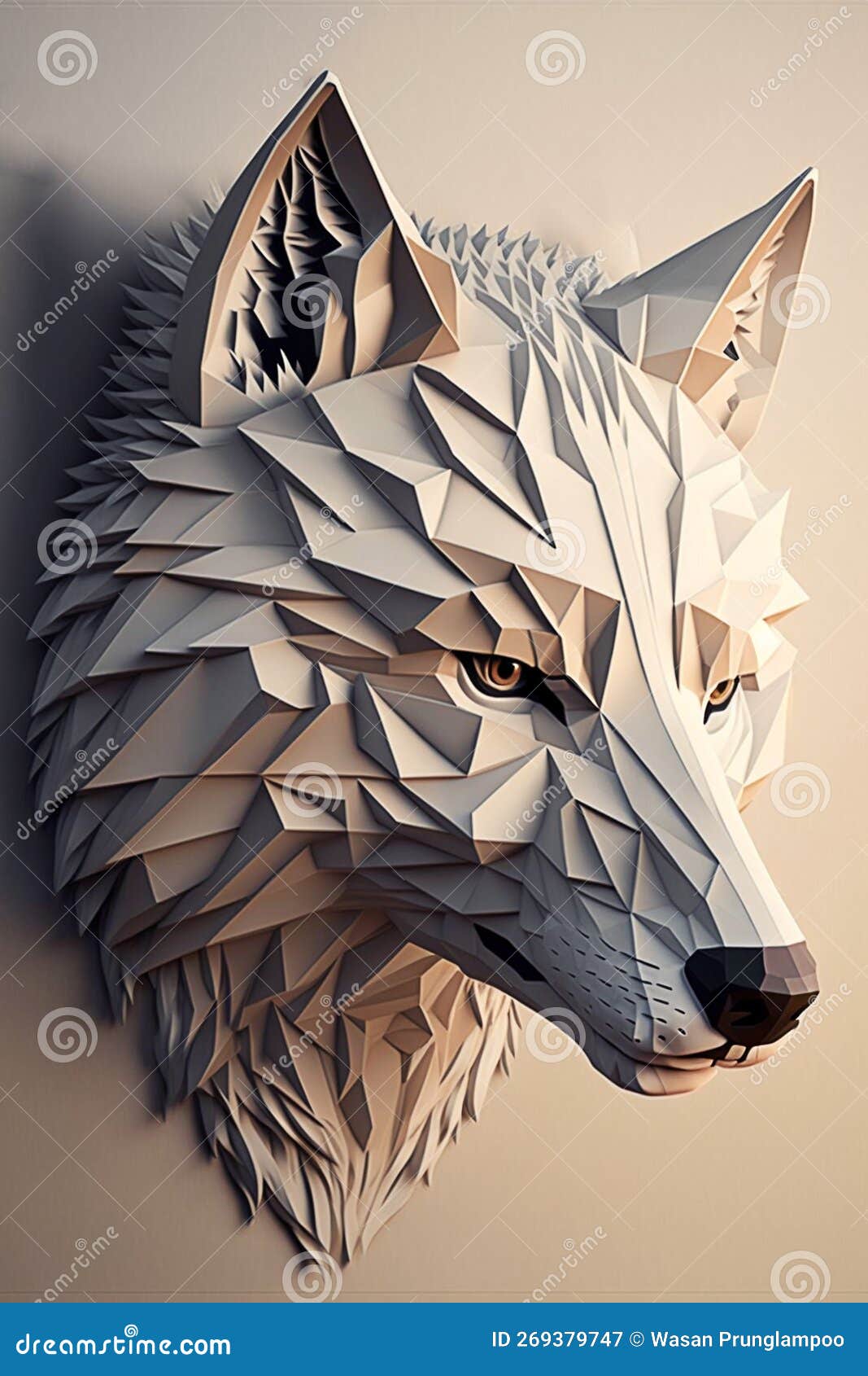 The Head of a Wolf Made of Paper Cut Style. Ai Generated Stock ...
