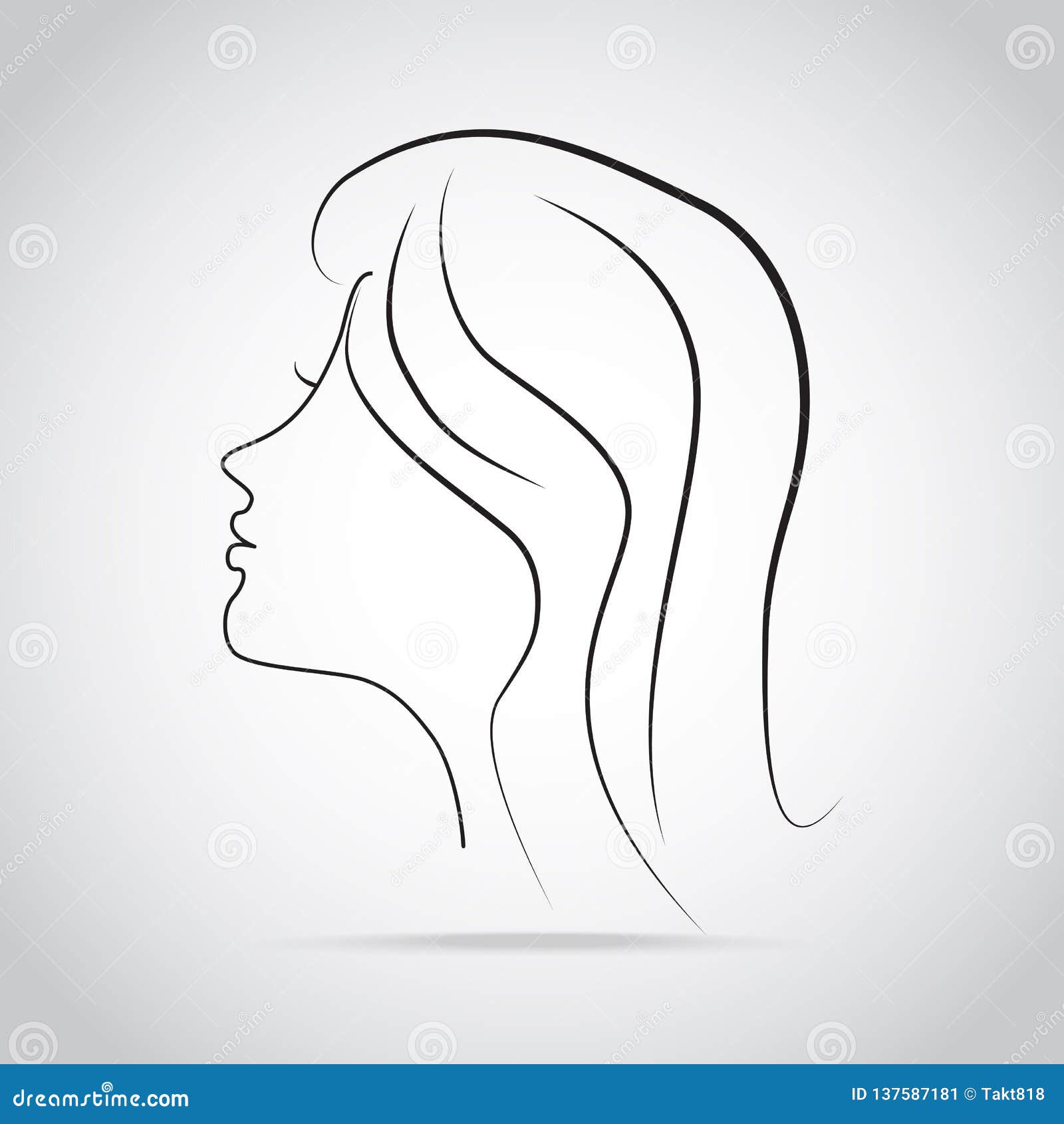 Head Woman Face Of Side Icon Cartoon Vector | CartoonDealer.com #137587181