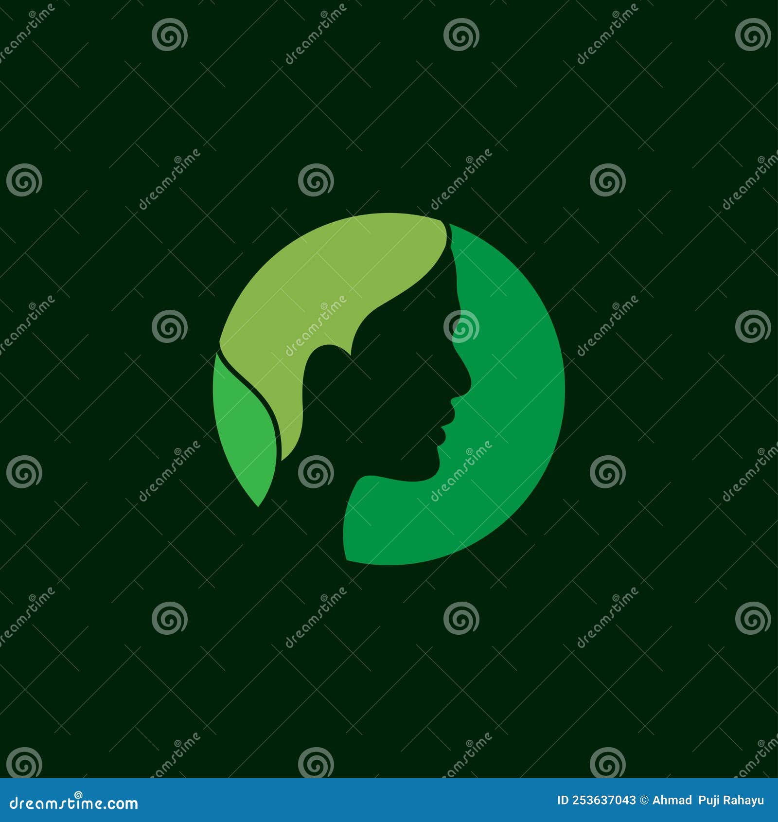 Head Woman Green Negative Space Logo Design Stock Vector - Illustration ...