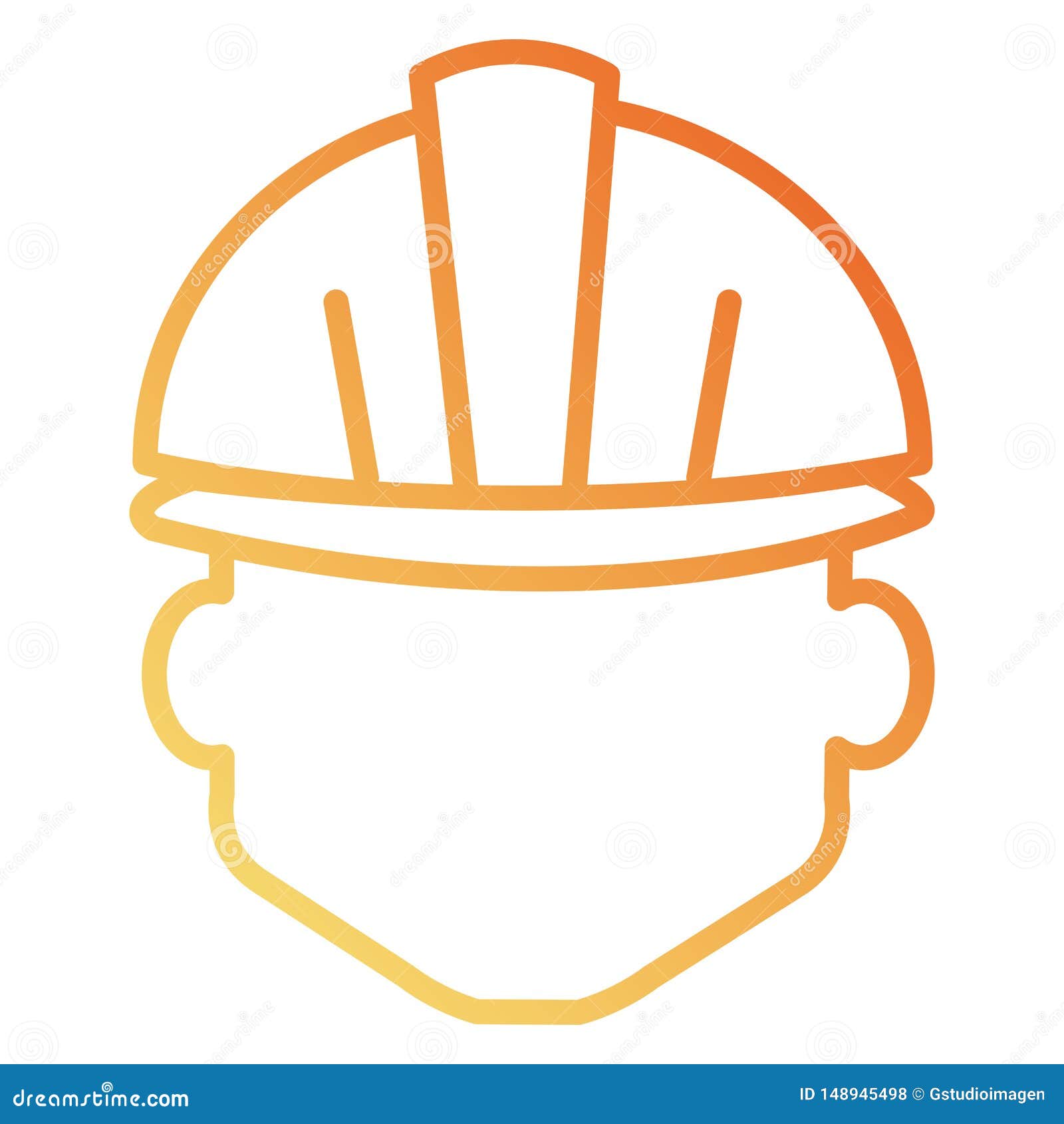 Head Worker with Helmet Avatar Stock Illustration - Illustration of ...