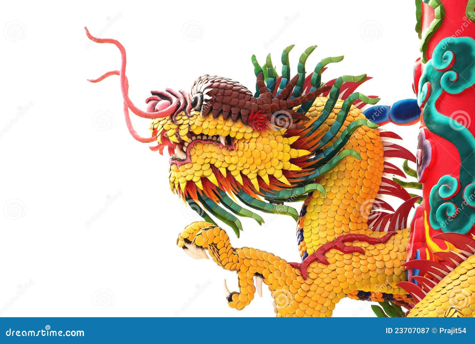 Head of Yellow Dragon Statue Stock Image - Image of buddhism ...