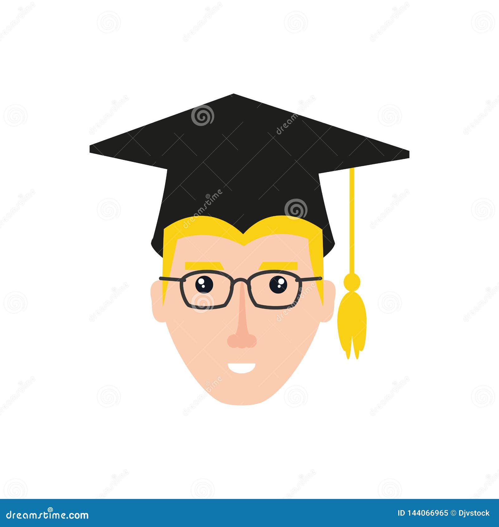 Head of Young Man Graduated Stock Illustration - Illustration of ...