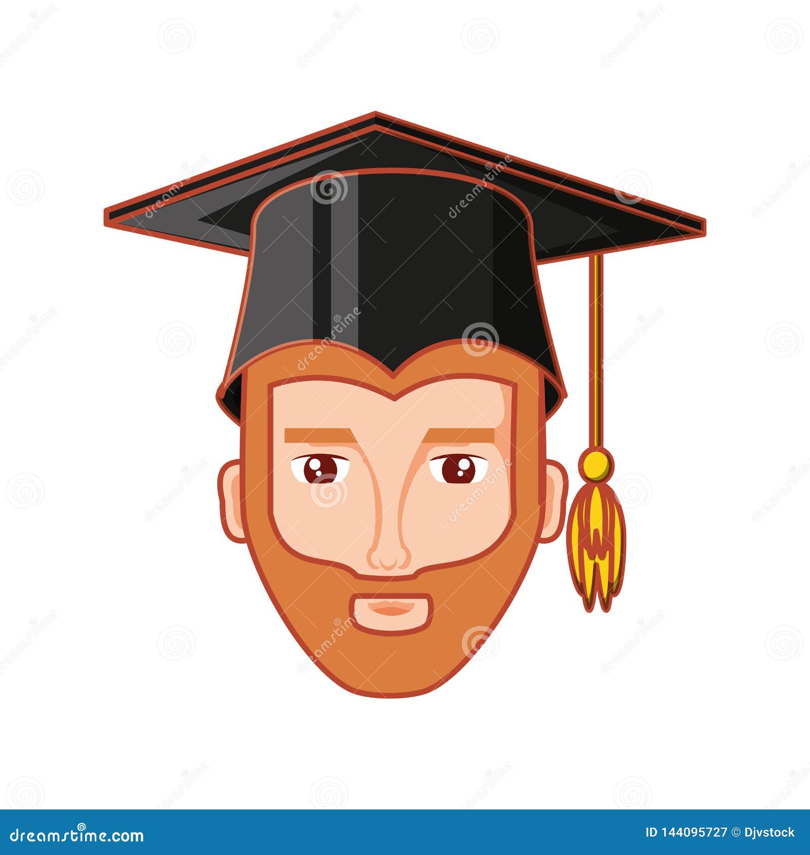 Head of Young Man Graduated Stock Illustration - Illustration of happy ...