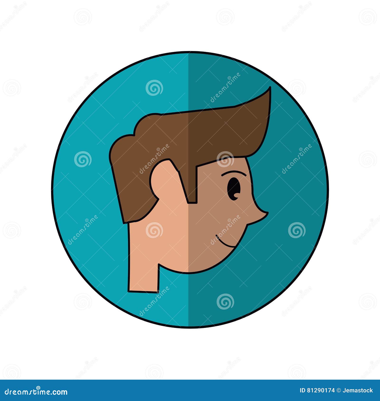 Head Young Man Smiling Side Shadow Stock Vector - Illustration of field ...