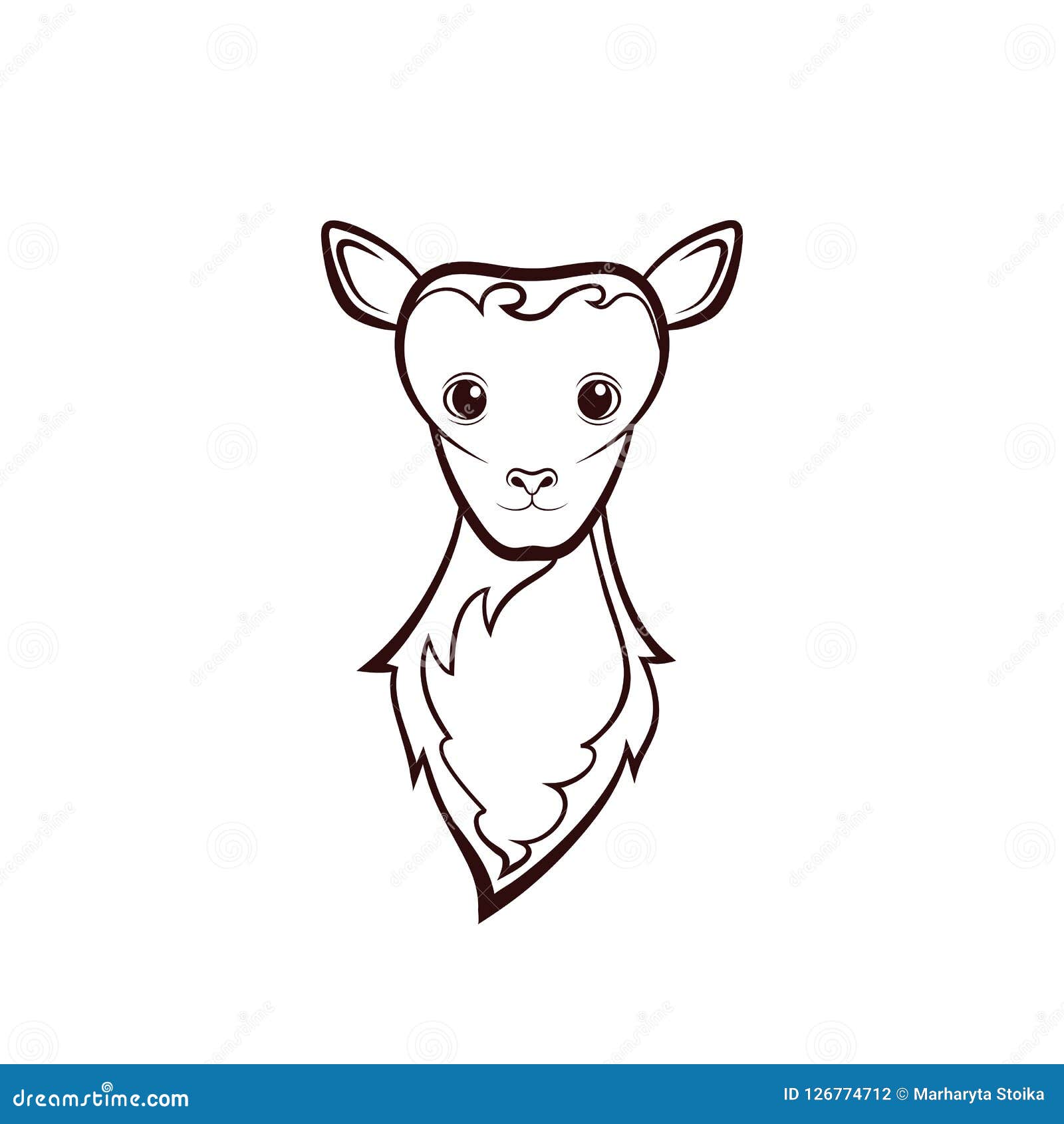 Head of a young mutton. stock vector. Illustration of hand - 126774712