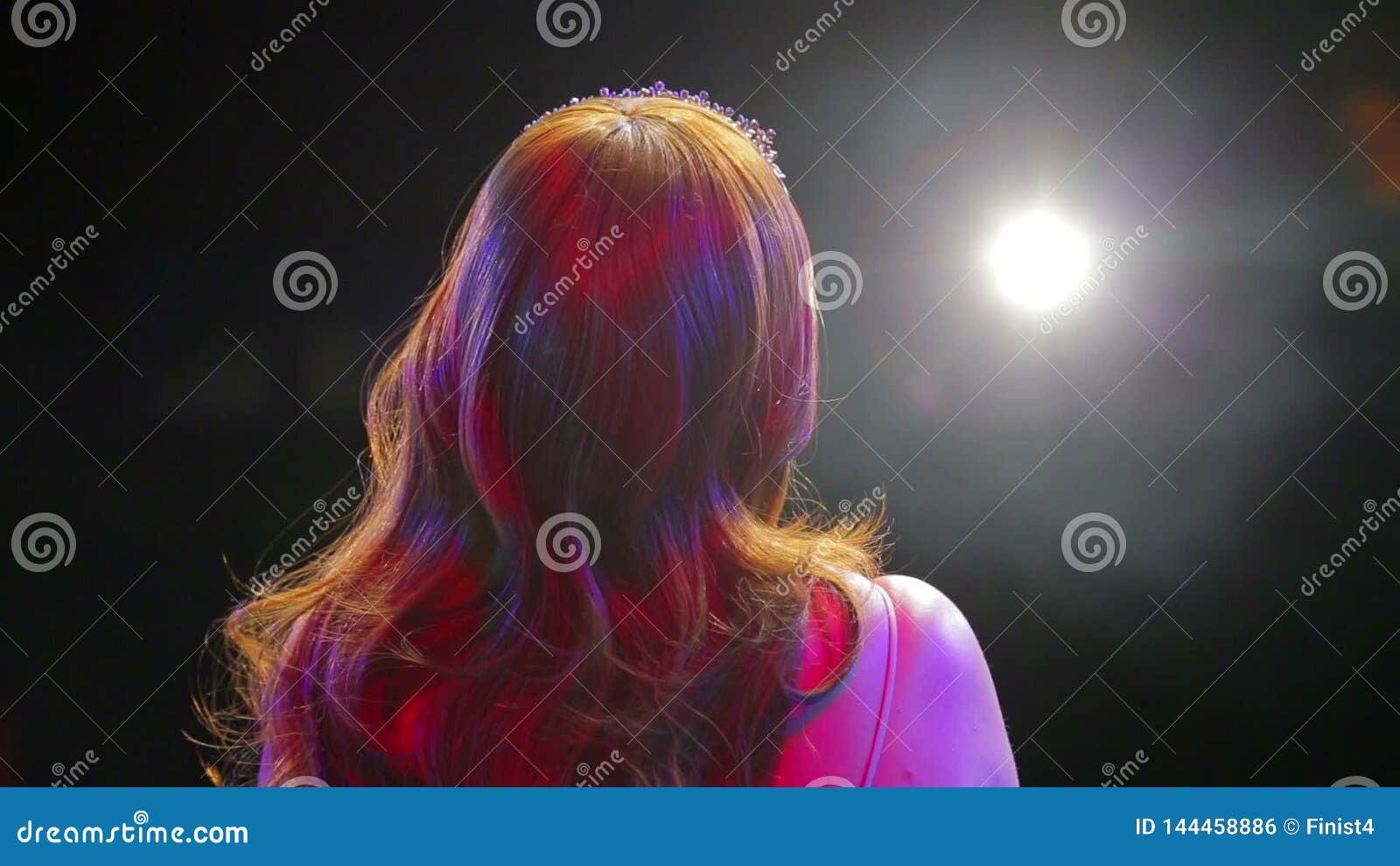 The Head of a Young Singer on the Stage of the Concert. Shooting from ...