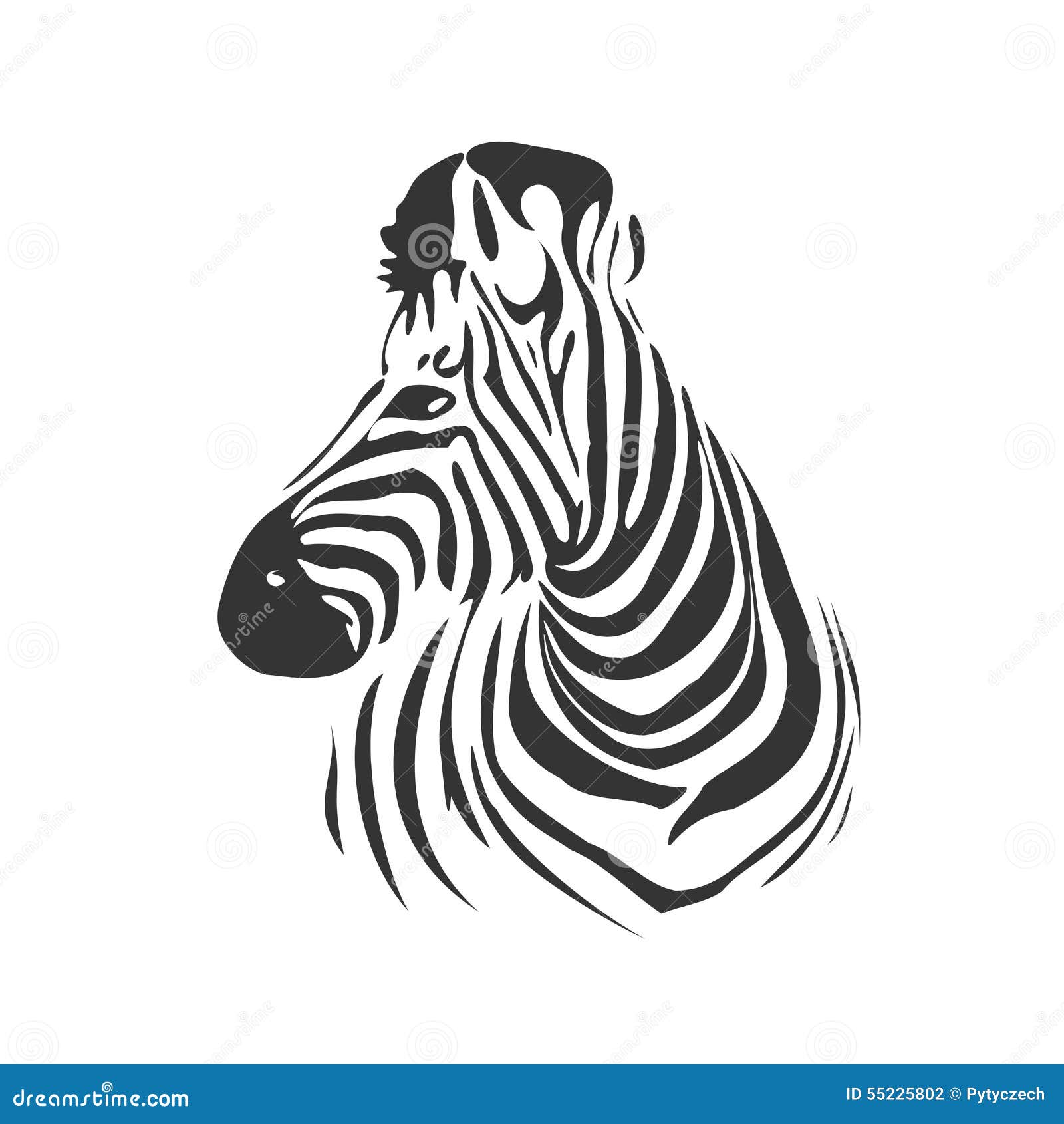 Head of zebra from profile stock vector. Illustration of mammal - 55225802