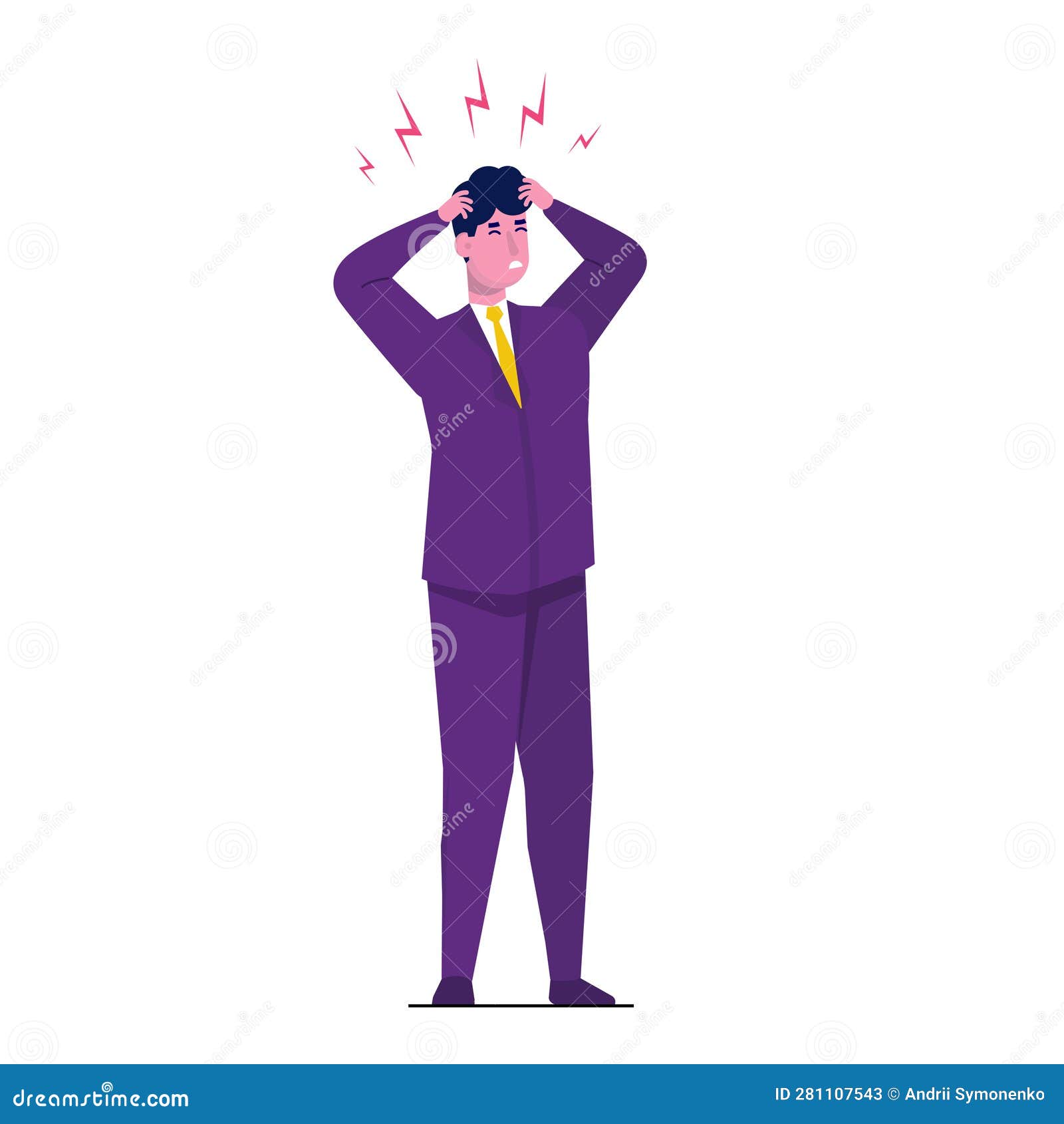 Headache Attack, Compassion Fatigue. Head Pain Stock Vector ...