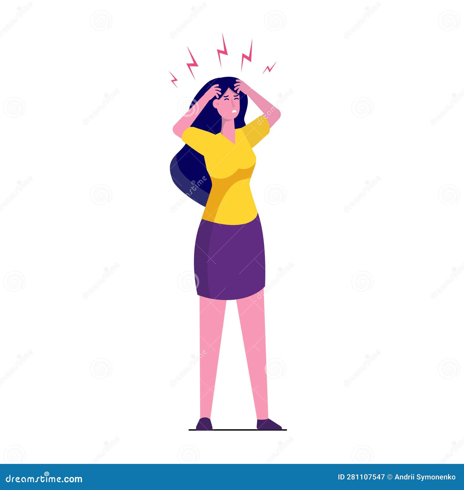 Headache Attack, Compassion Fatigue. Head Pain Stock Vector ...