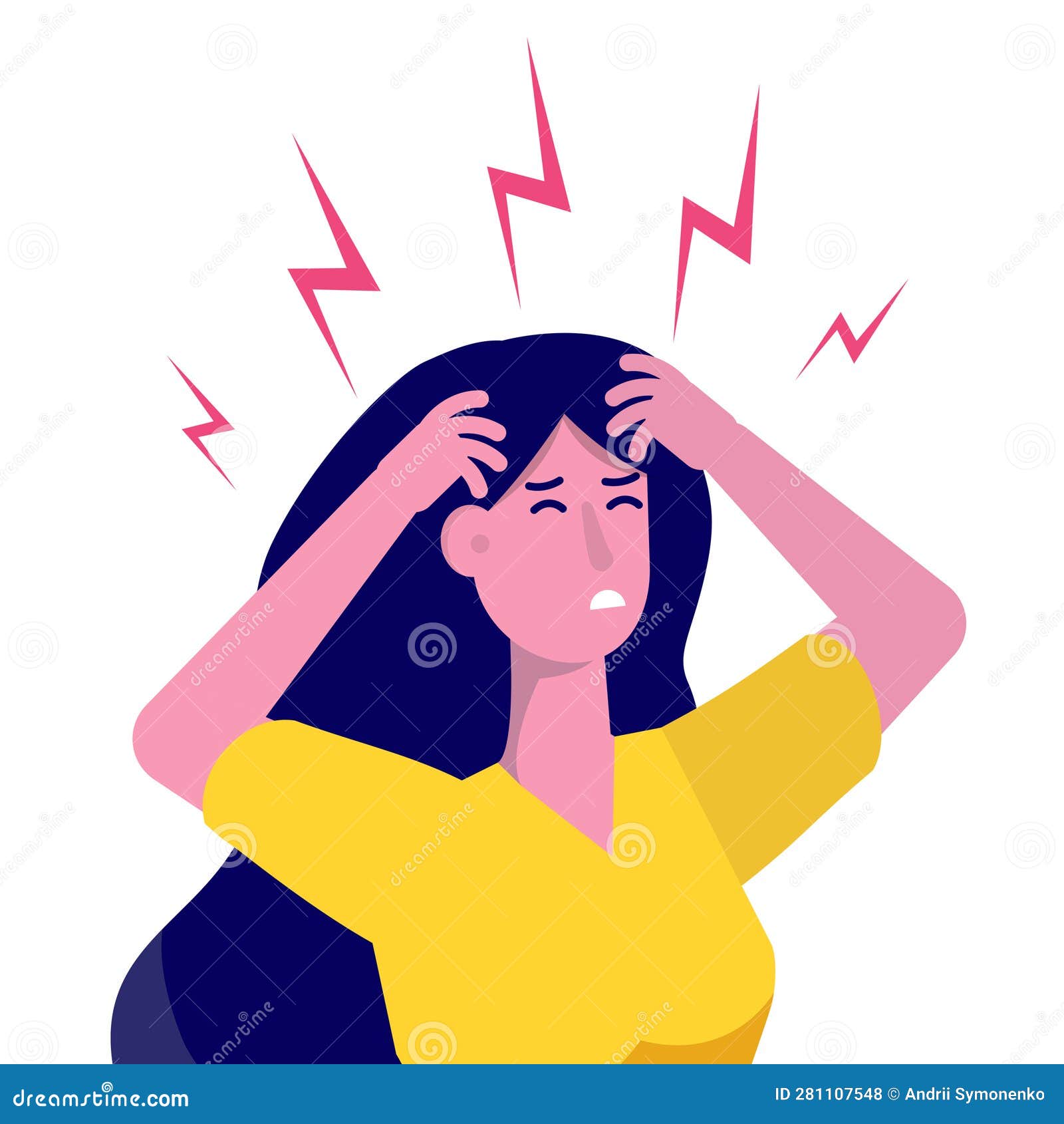 Headache Attack, Compassion Fatigue. Head Pain Stock Vector ...