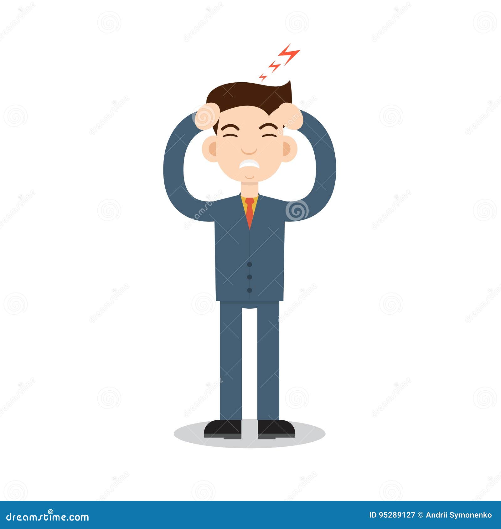 Headache Attack. Head Pain Vector Illustration Stock Vector ...