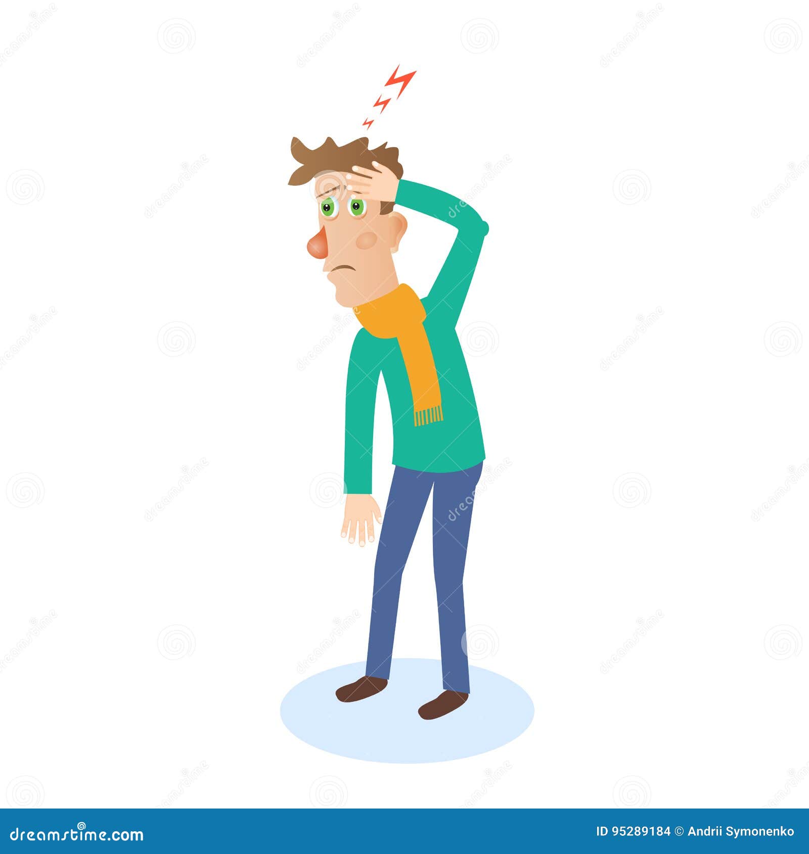 Headache Attack. Head Pain Vector Illustration Stock Vector ...