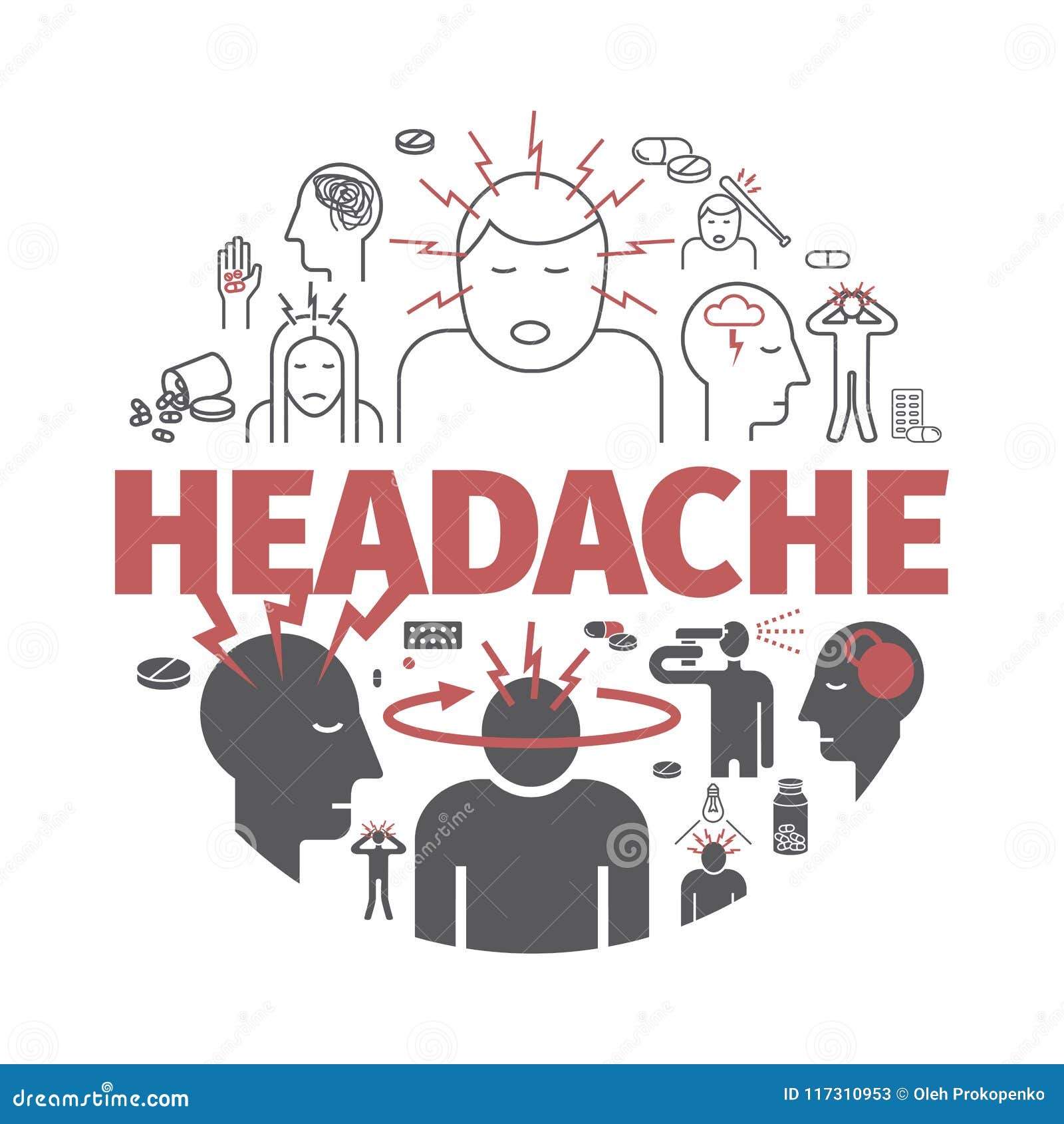 Headache Icons. Symptoms. Vector Signs For Web. | CartoonDealer.com ...