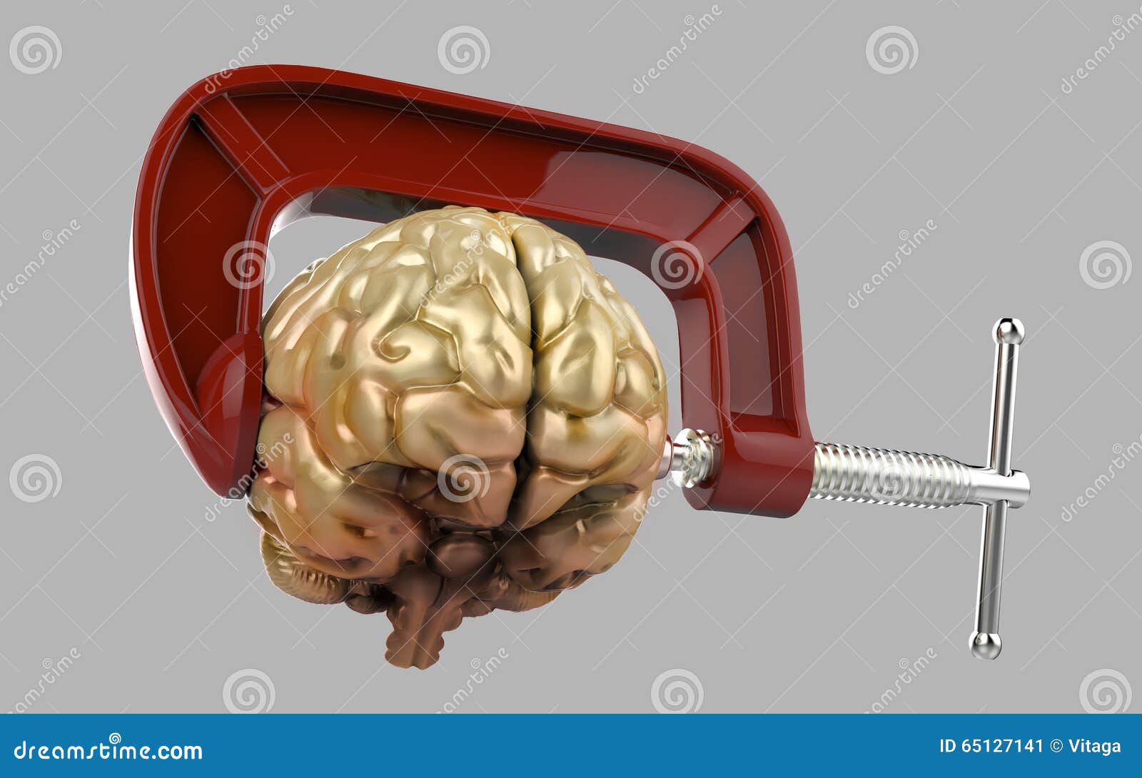 Headache Brain in a Clamp Isolated Stock Illustration - Illustration of ...