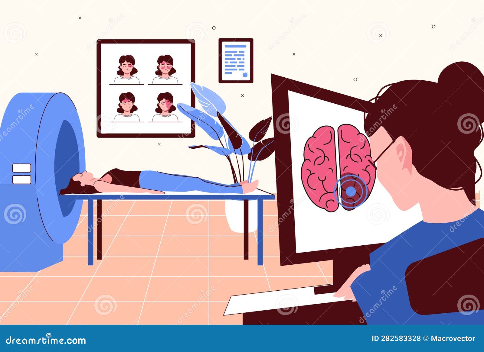 Headache Brain Scan Composition Stock Vector - Illustration of disease ...