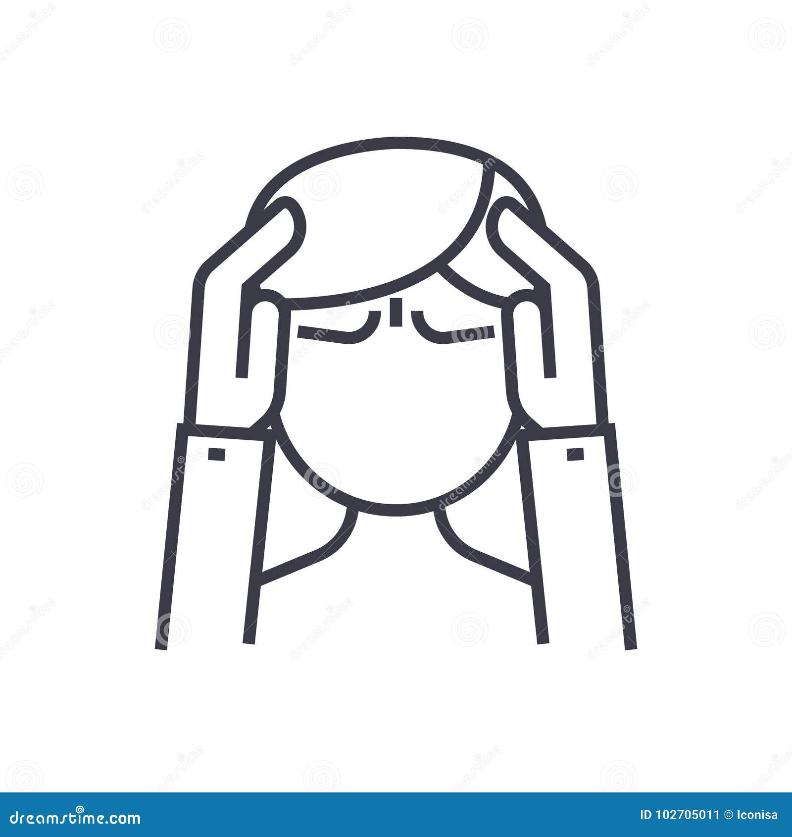Headache Concept Vector Thin Line Icon, Symbol, Sign, Illustration on ... Headache Concept Vector Thin Line Icon, Symbol, Sign, Illustration on ...