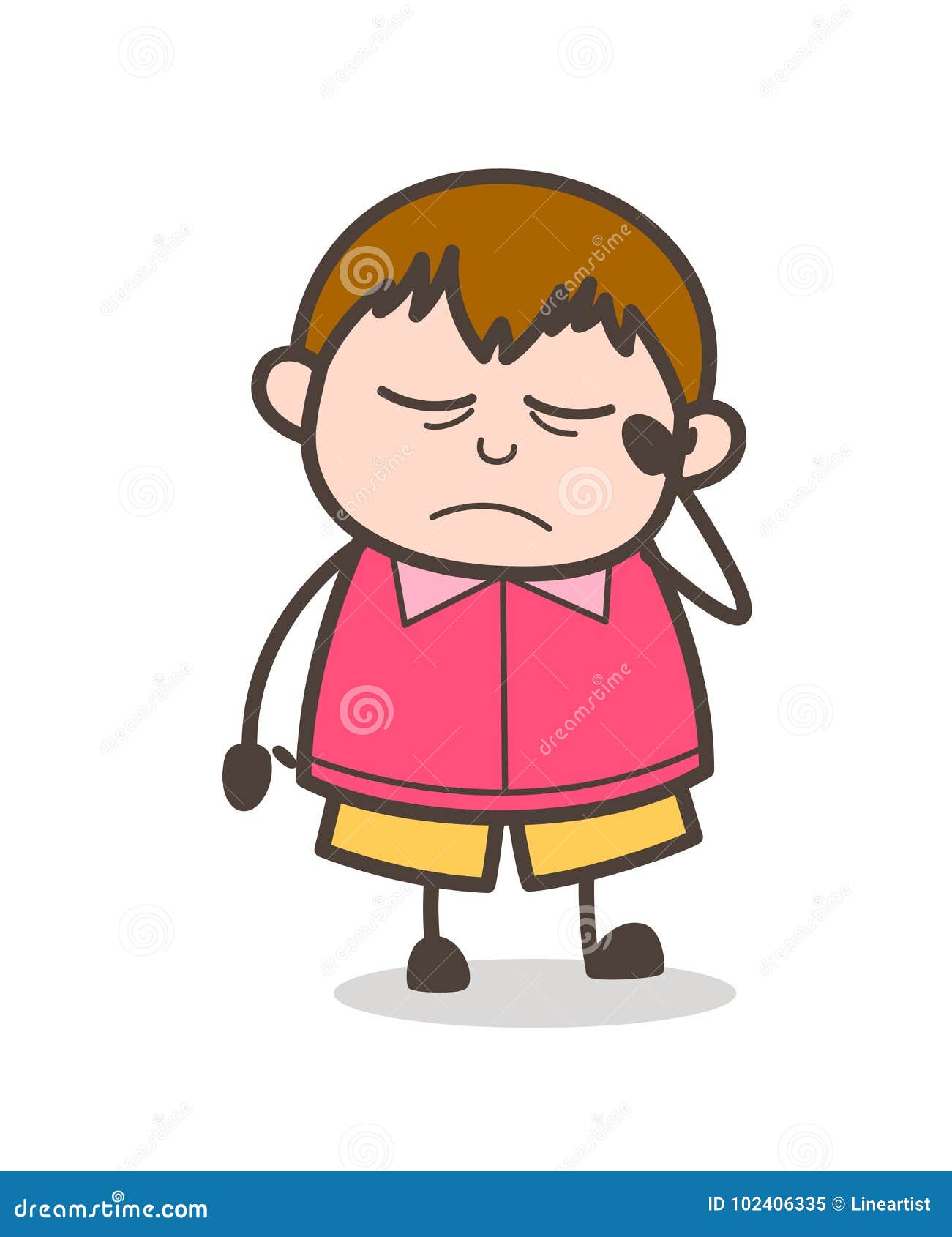 Headache - Cute Cartoon Fat Kid Illustration Stock Illustration ...