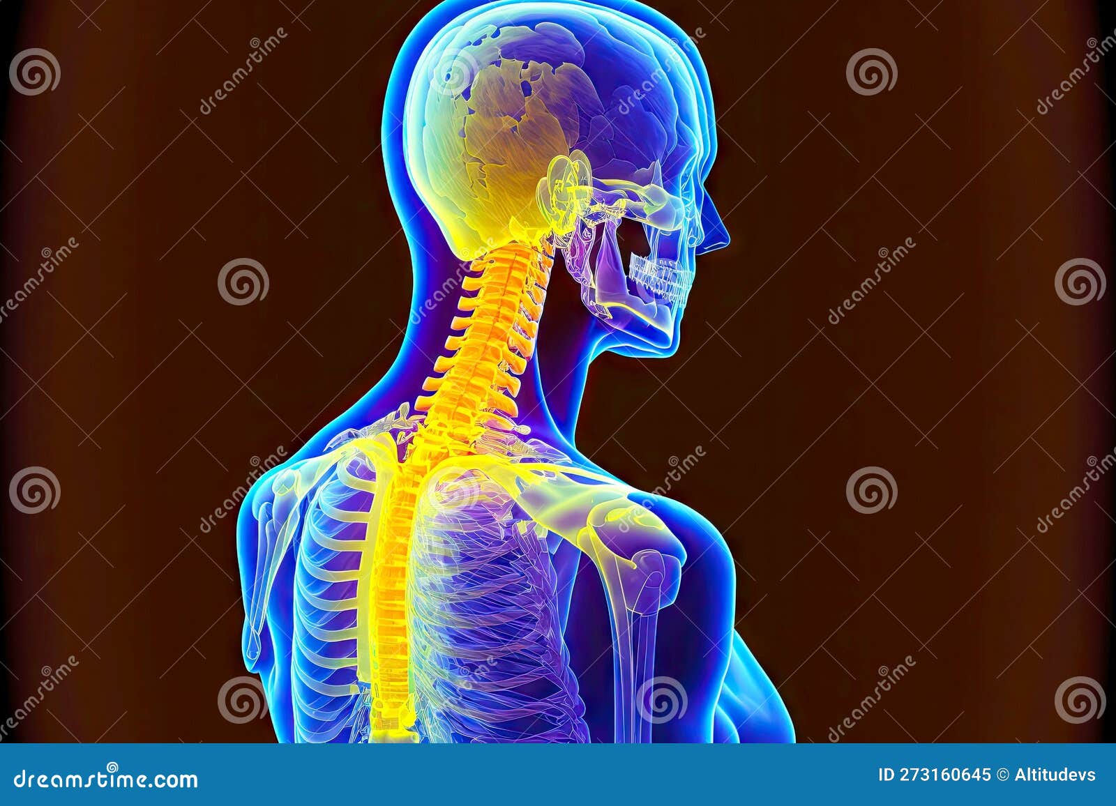 Headache Due To Posture Problems and Spine Pain Stock Illustration ...