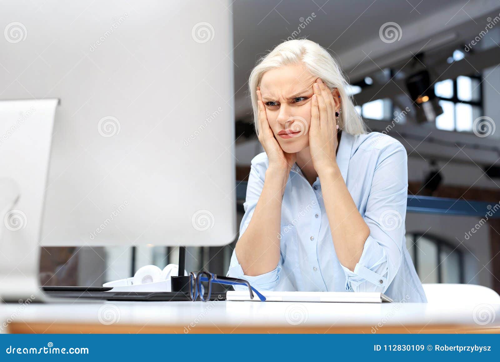 Headache and Fatigue at Work. Stock Image - Image of work, intern ...