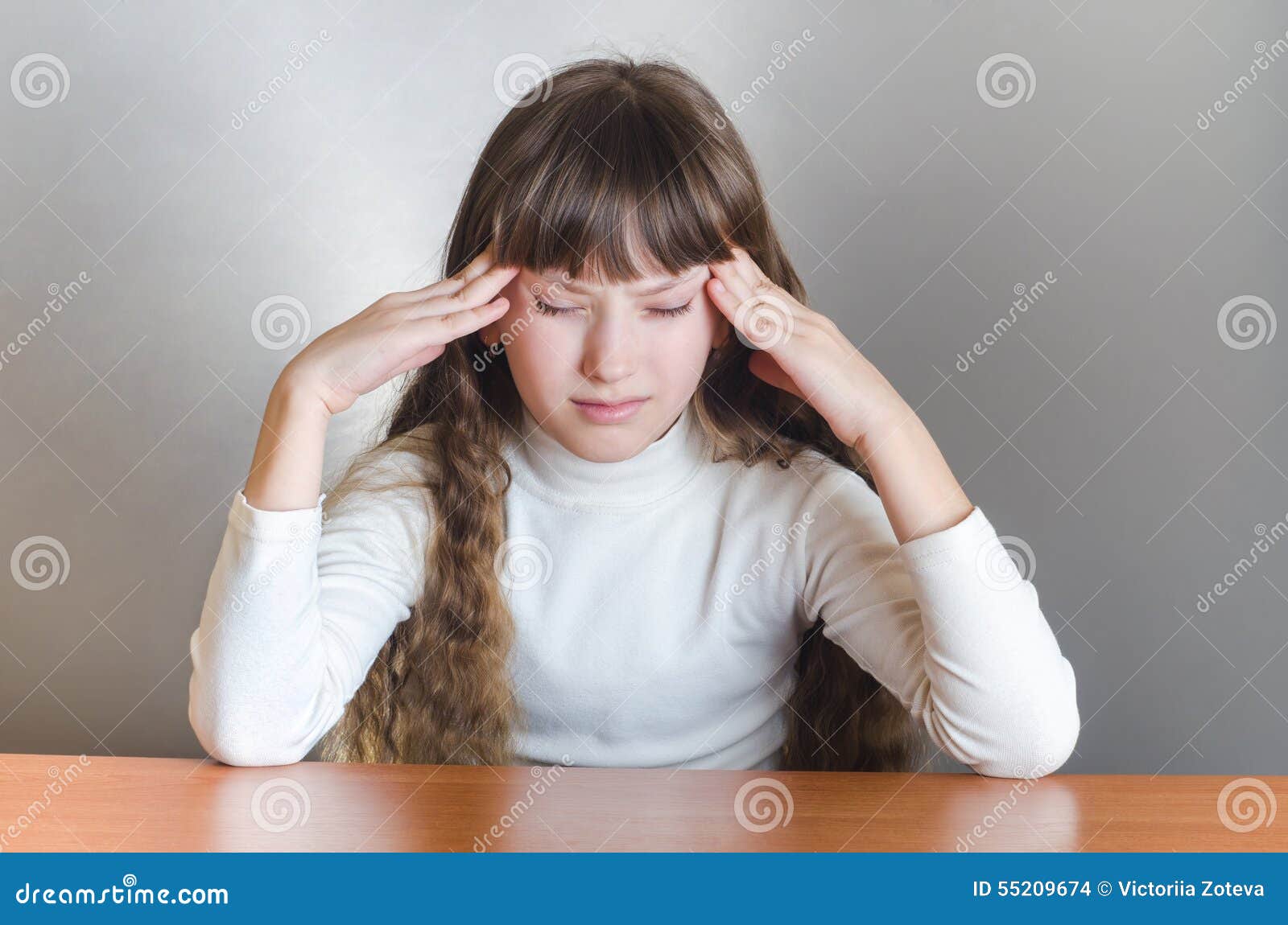 Headache at the girl stock photo. Image of adolescent - 55209674