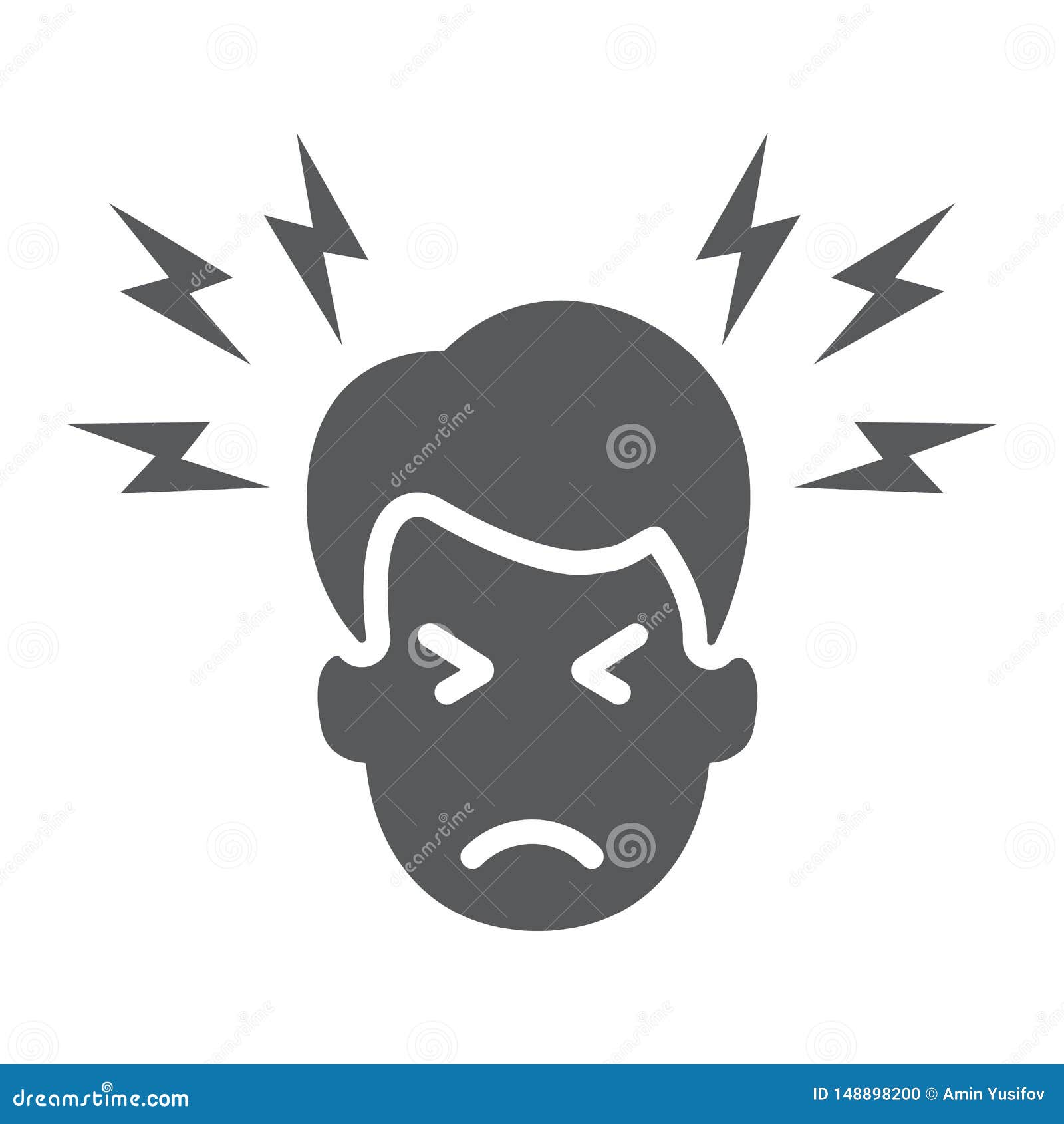Headache Glyph Icon, Body and Pain, Head Pain Sign, Vector Graphics, a ...