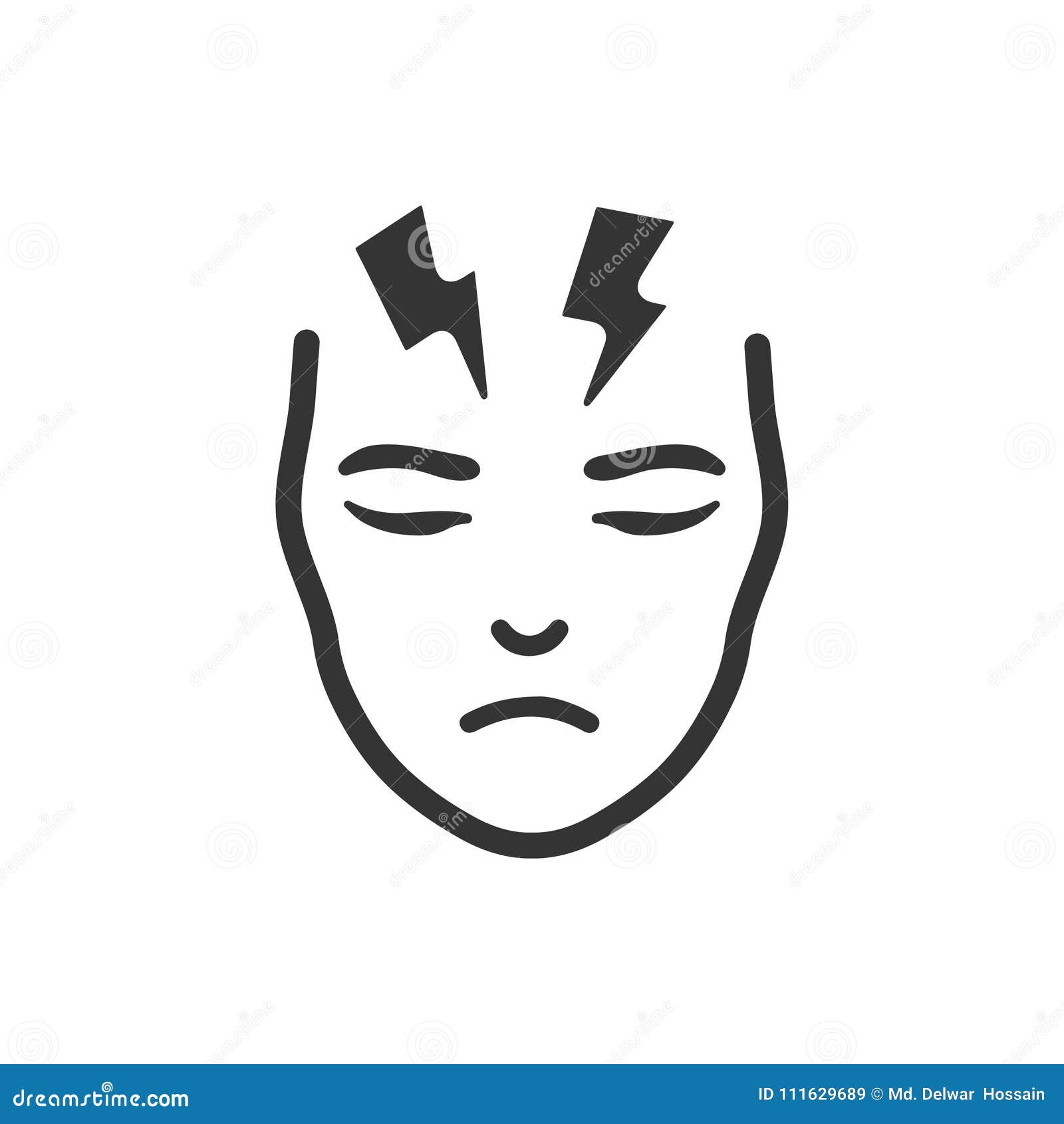 Headache Icon stock vector. Illustration of head, icon - 111629689