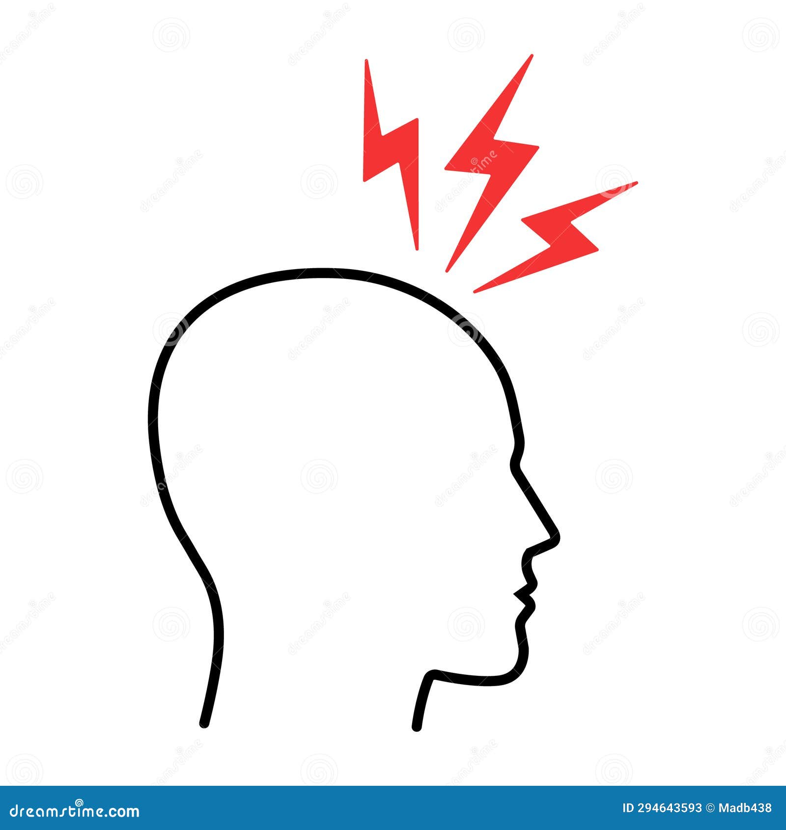 Headache Icon in Linear Style. Pain in the Head Stock Illustration ...