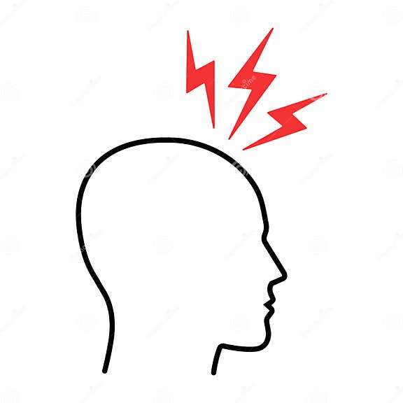 Headache Icon in Linear Style. Pain in the Head Stock Illustration ...