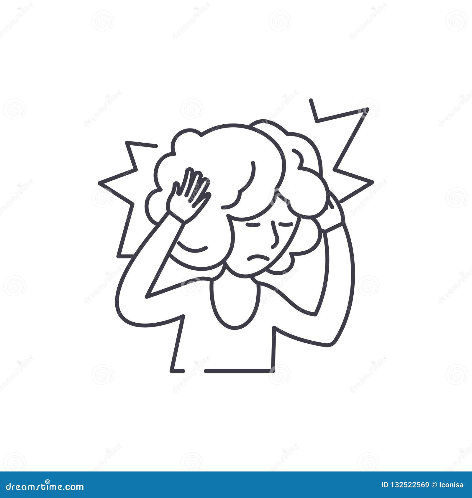 Headache Line Icon Set. Included The Icons As Tension Headaches ...