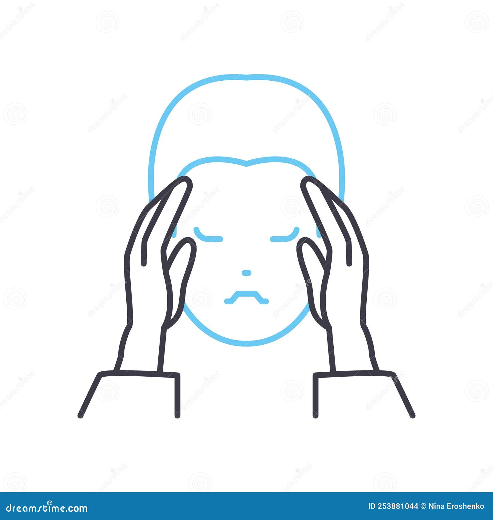 Headache Line Icon, Outline Symbol, Vector Illustration, Concept Sign ... Headache Line Icon, Outline Symbol, Vector Illustration, Concept Sign ...