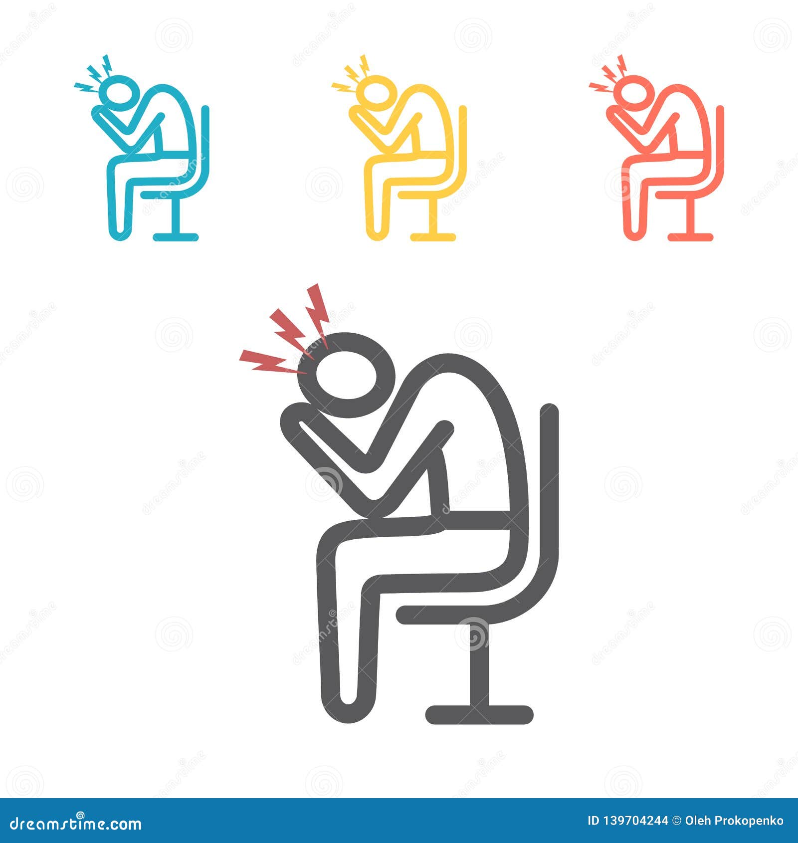 Headache. Line Icons. Symptoms. Vector Signs for Web. Stock Vector ...