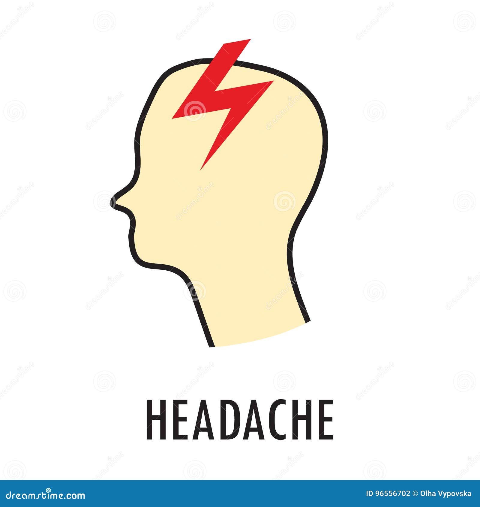 Headache. Logo or Icon Template in Colored Linear Style Isolated on ...