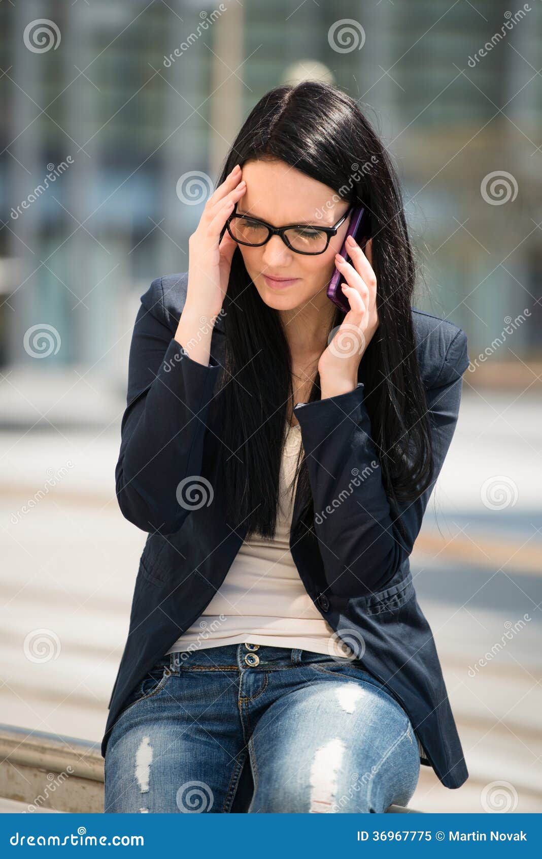Headache - on the phone stock image. Image of caucasian - 36967775