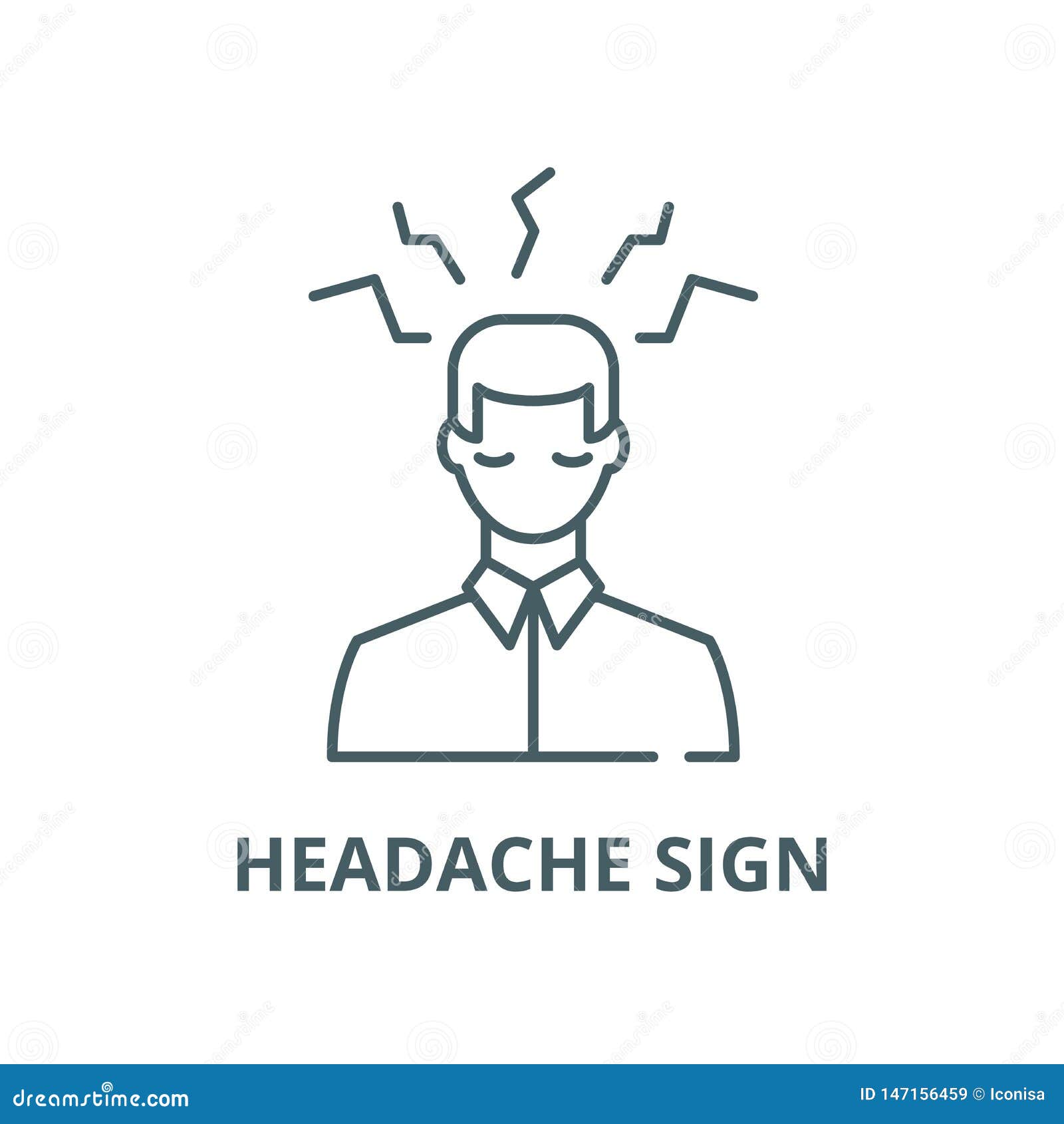 Headache Sign Vector Line Icon, Linear Concept, Outline Sign, Symbol ...