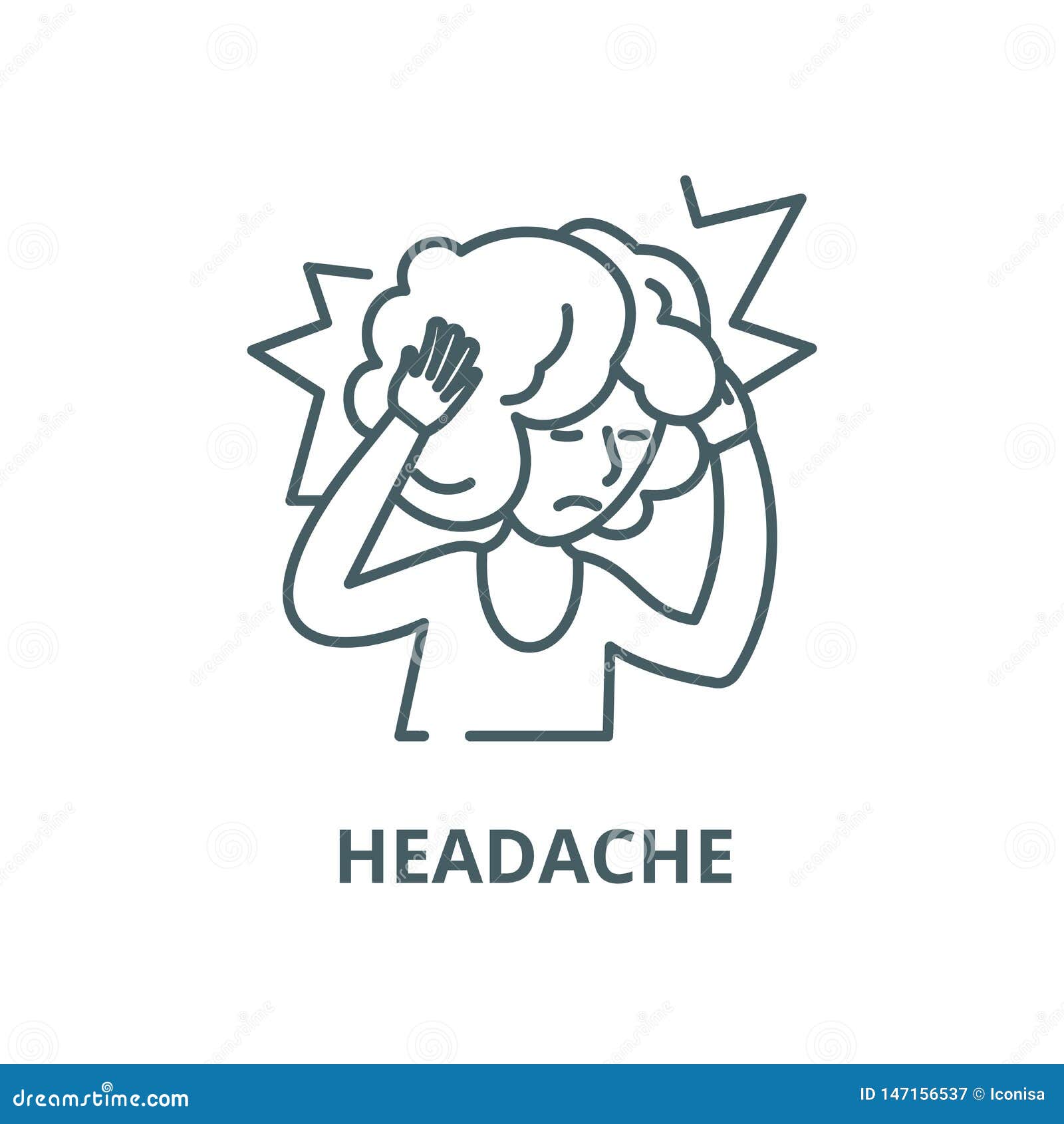Headache Vector Line Icon, Linear Concept, Outline Sign, Symbol Stock ...