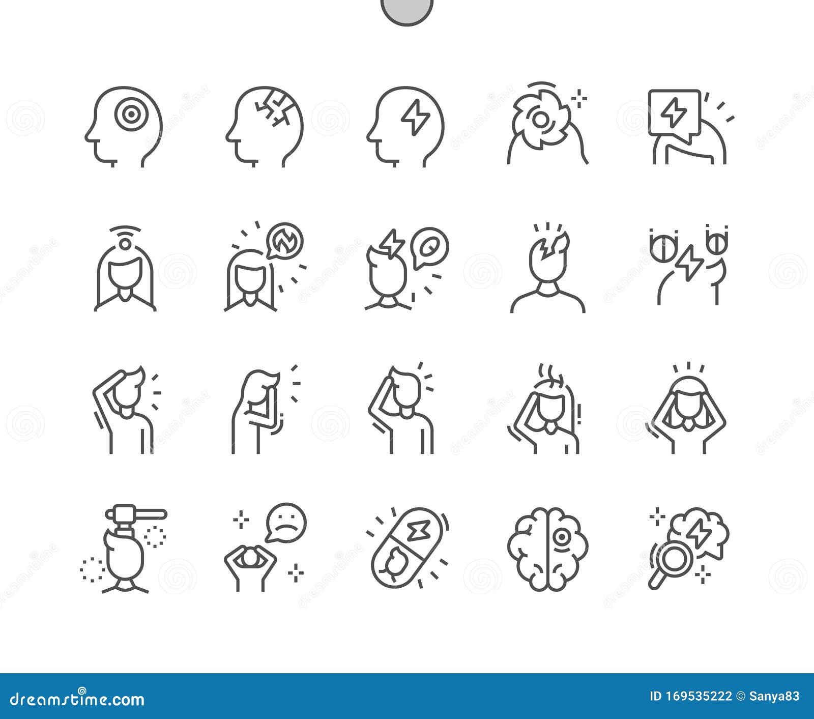 Headache Well-crafted Pixel Perfect Vector Thin Line Icons 30 2x Grid ...