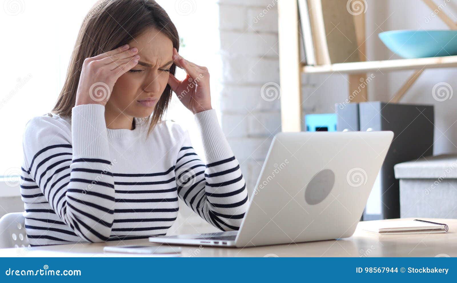 Headache, Woman Feeling Uncomfortable, Load of Work Stock Photo - Image ...