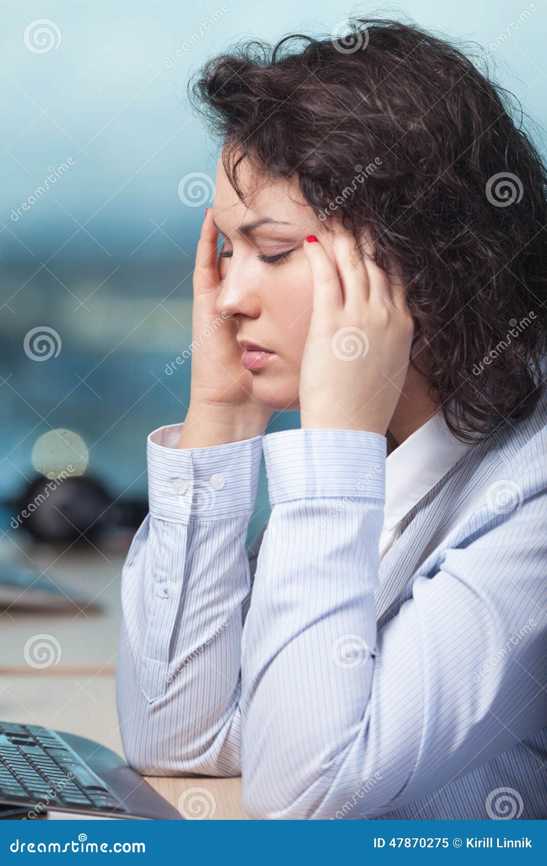Headache stock image. Image of desk, beautiful, migraine - 47870275